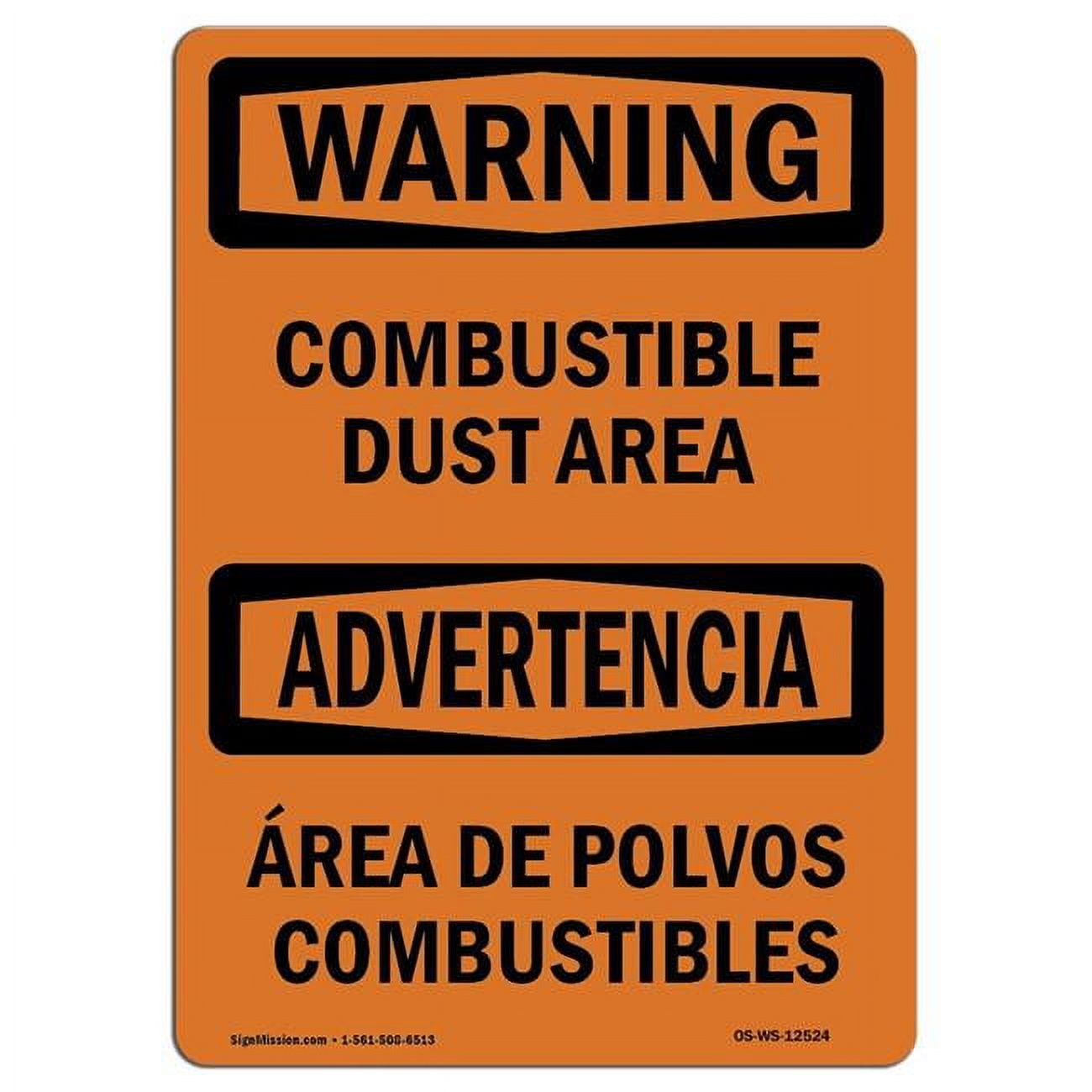 OSHA Warning Sign - Combustible Dust Area Bilingual - Walmart.com