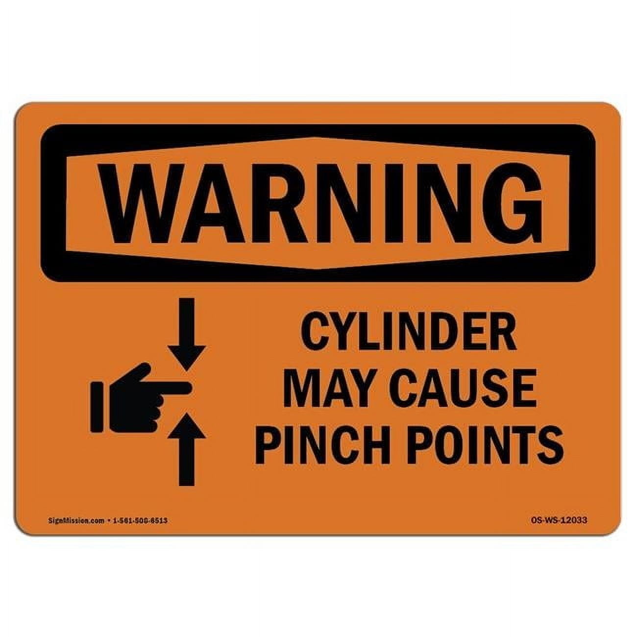 OSHA Warning Sign - Cylinder May Cause Pinch Points with Symbol ...