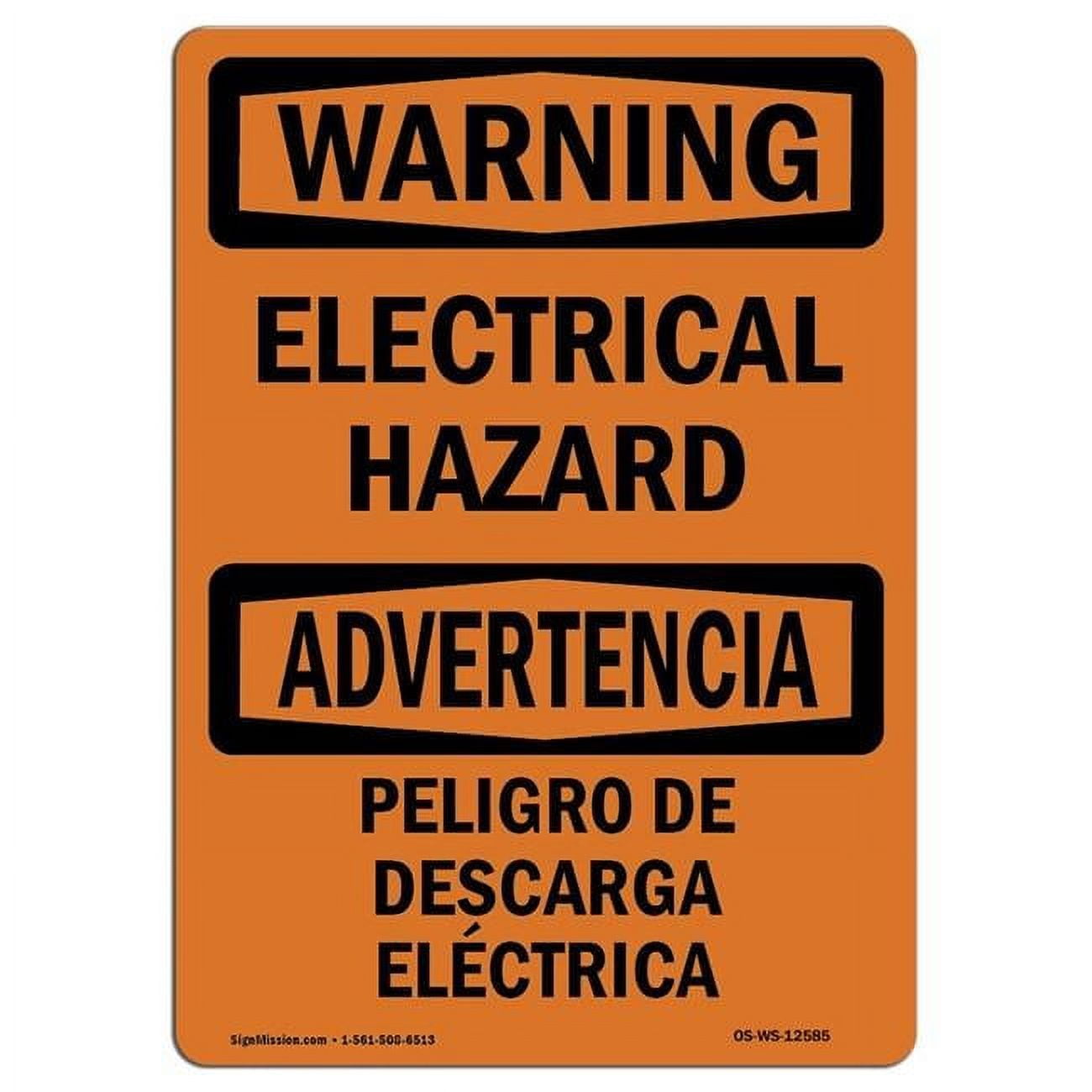 OSHA Warning Sign - Electrical Hazard Bilingual - Walmart.com