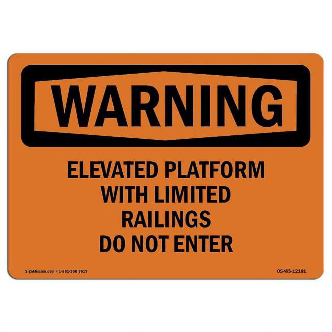 OSHA Warning Sign - Elevated Platform with Limited Railings - Walmart.com