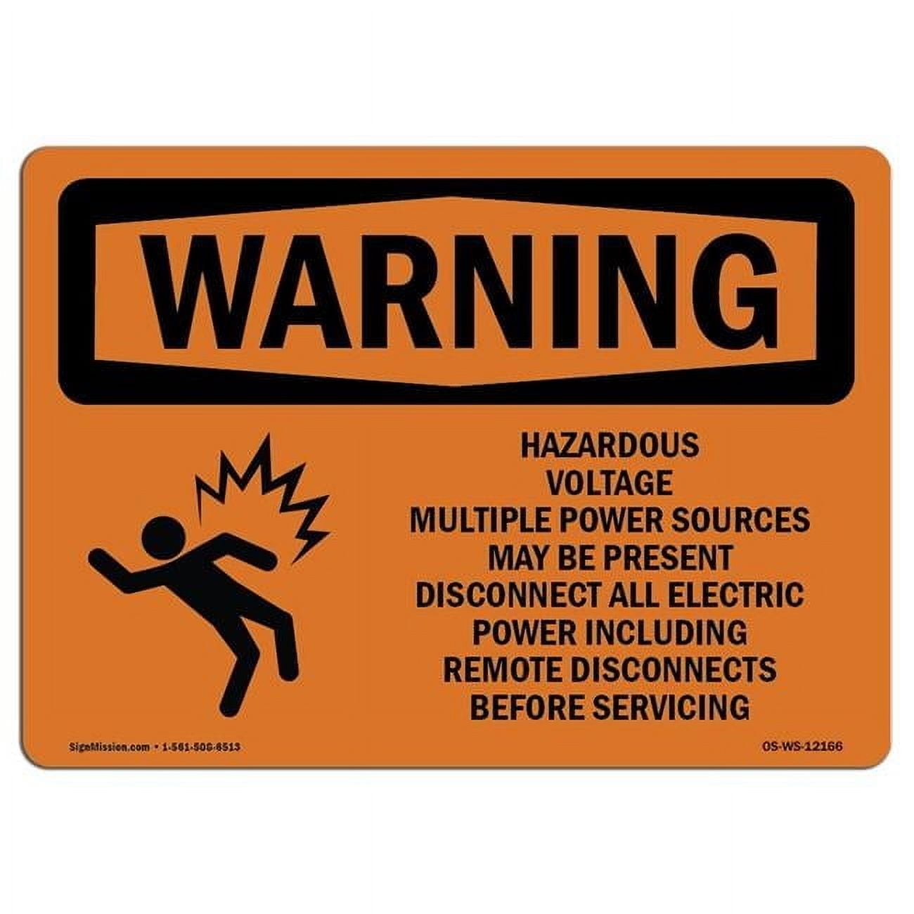 OSHA Warning Sign - Hazardous Voltage Multiple Power with Symbol ...