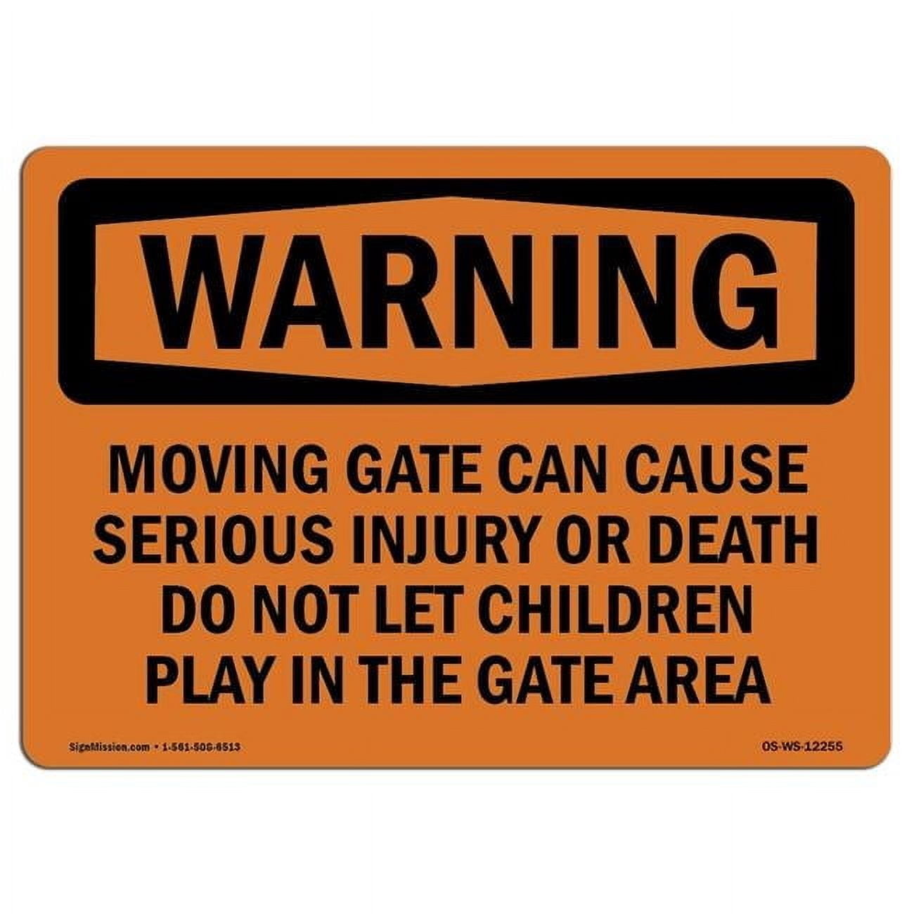 OSHA Warning Sign - Moving Gate Can Cause Serious Injury or Death ...