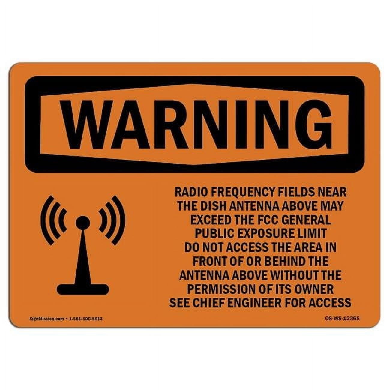 OSHA Warning Sign - Radio Frequency Fields Near with Symbol - Walmart.com