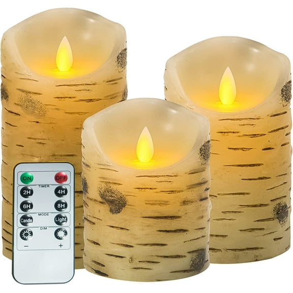 Flameless Candles With Timer Battery Operated Real Wax Flickering Wick ...