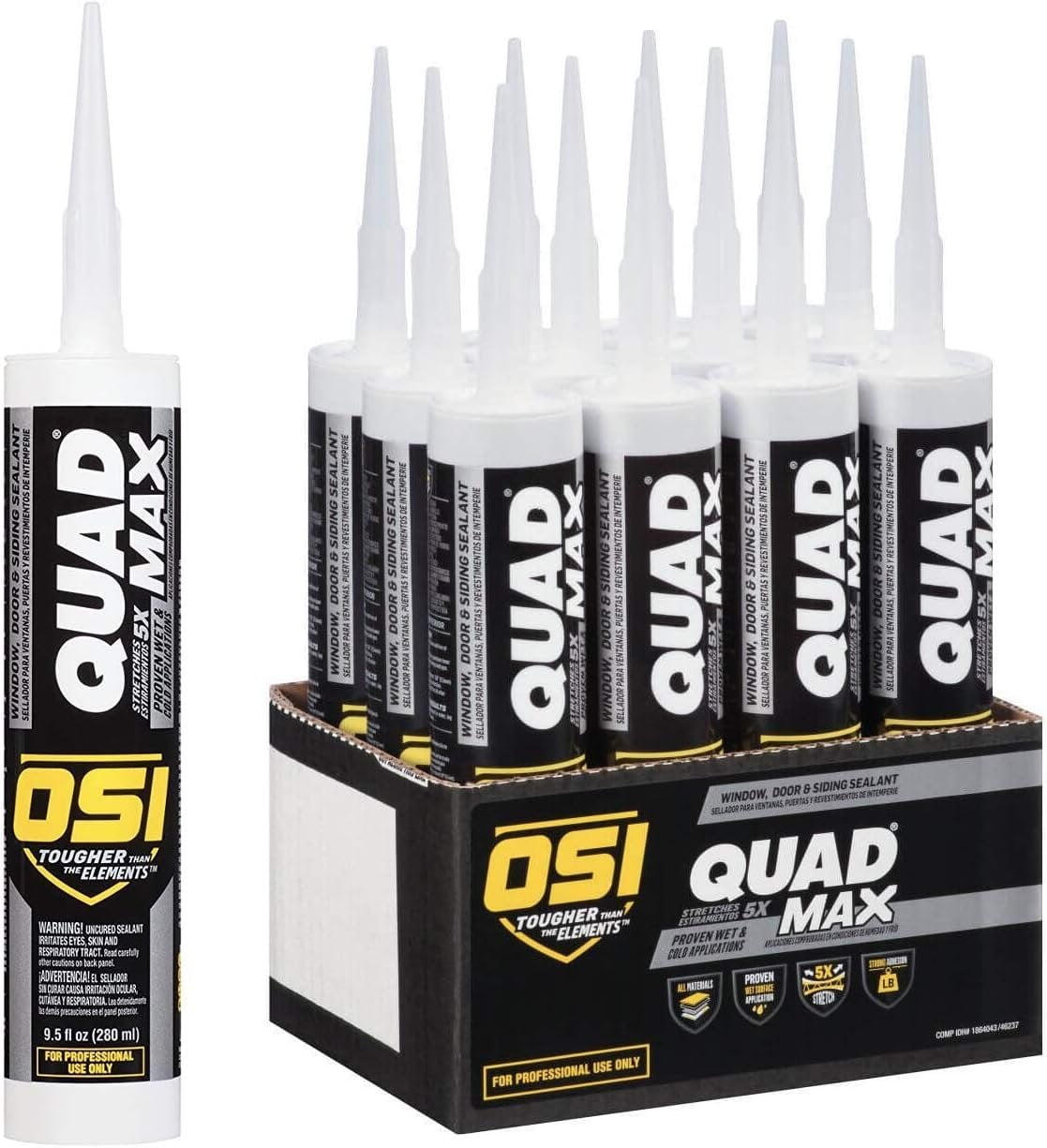OSI Sealants 1868684 12 Pack 9.5 oz Quad Max Window, Door and Siding ...