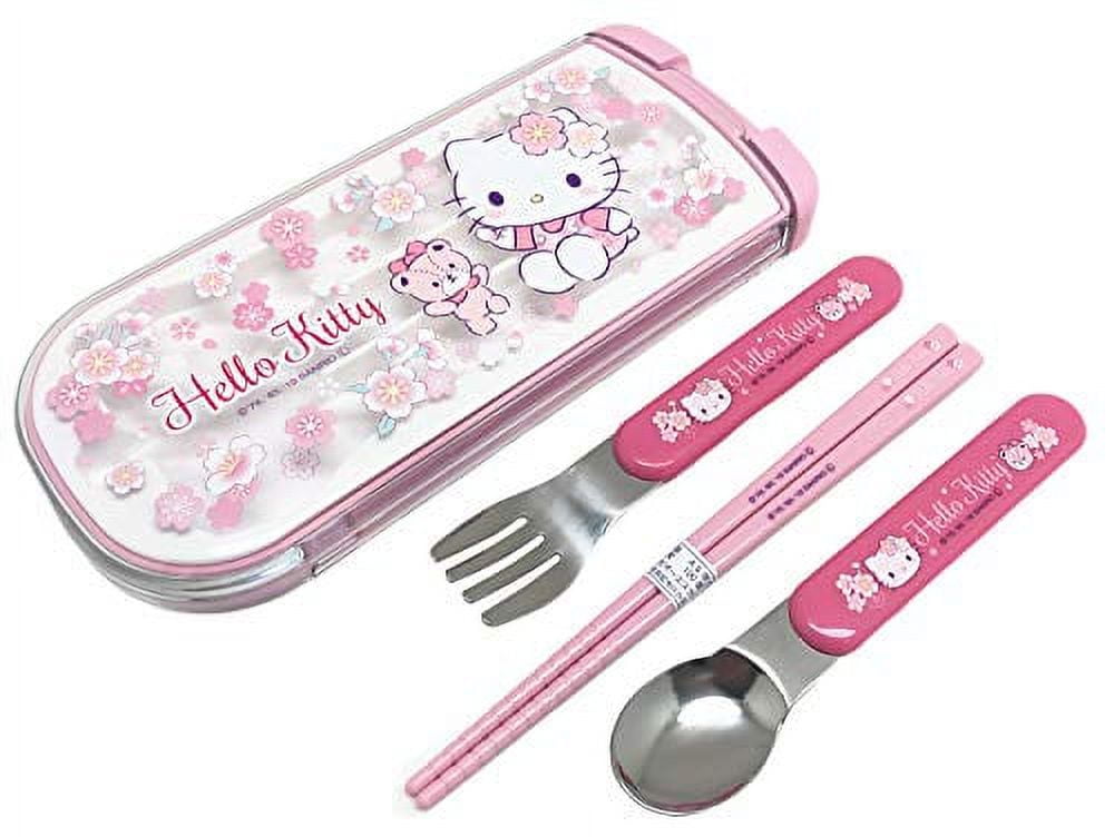 OSK Hello Kitty Sakura Lunch Box with Sliding Lid, Chopsticks, Spoon ...