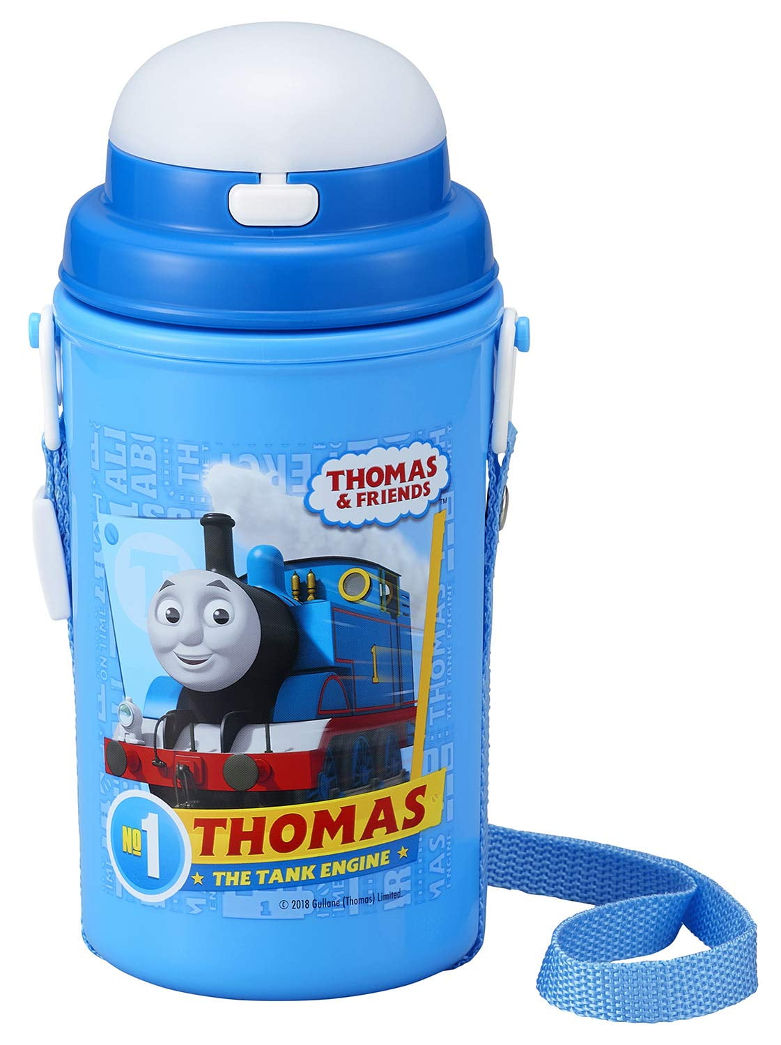 OSK Thomas & Friends Blue Water Bottle with Straw, 450ml, Cold Insulation, Made in Japan ...