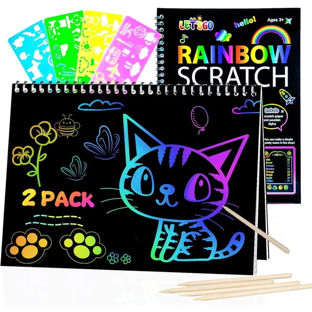 OSLINE Rainbow Scratch Art for Book, Arts and Crafts for Kids Ages 3-10 ...