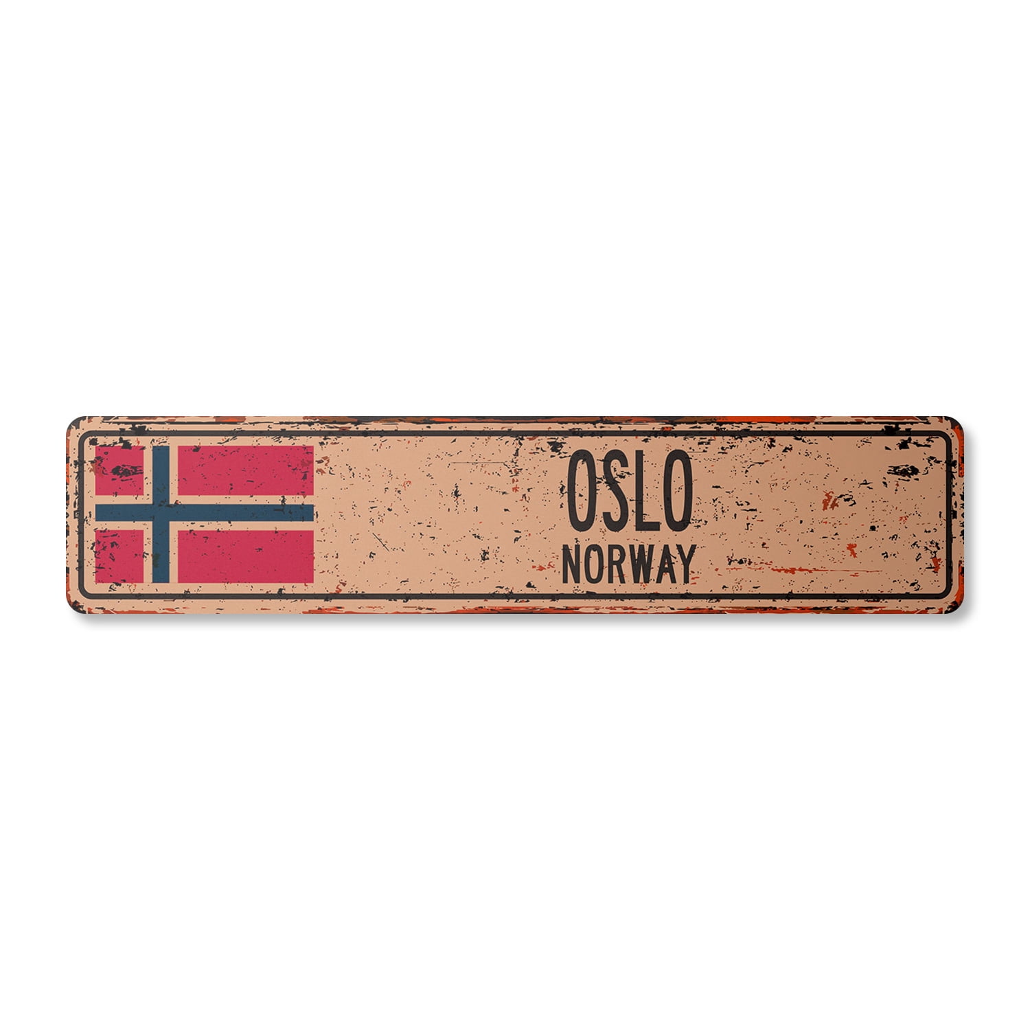 OSLO NORWAY Vintage Plastic Street Sign Norwegian flag city country ...