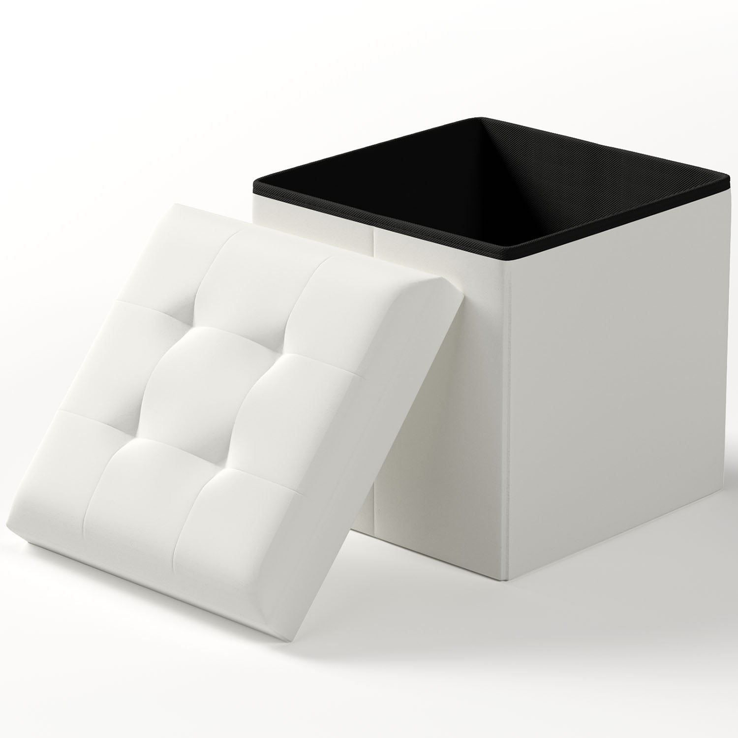 OSM 15 Inches Small Folding Storage Ottoman Cube, Storage Footrest ...