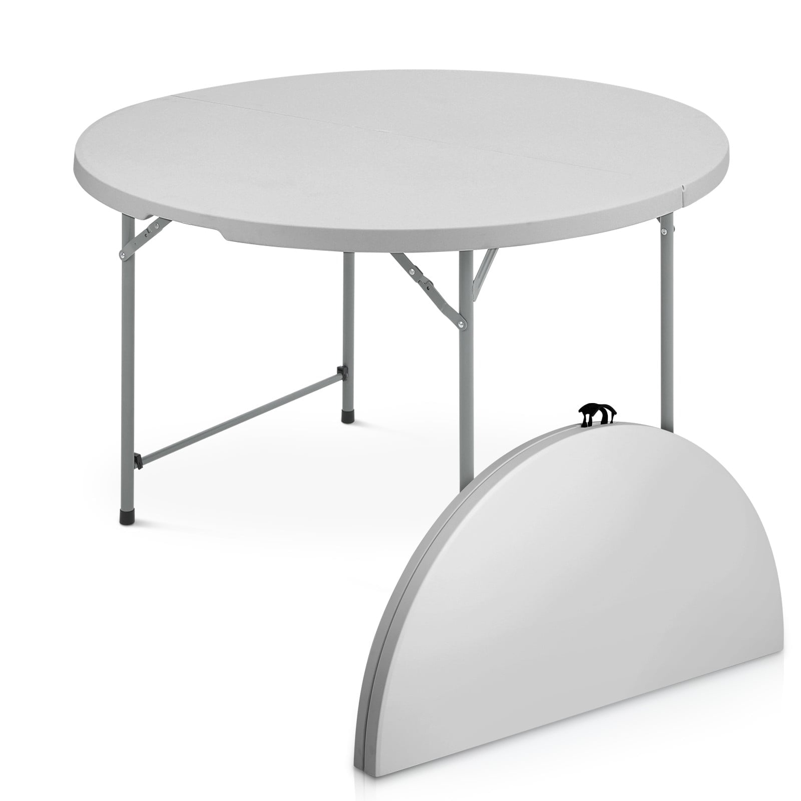 OSM 4Ft Round Folding Table, Indoor Outdoor Plastic Dining Card Table ...