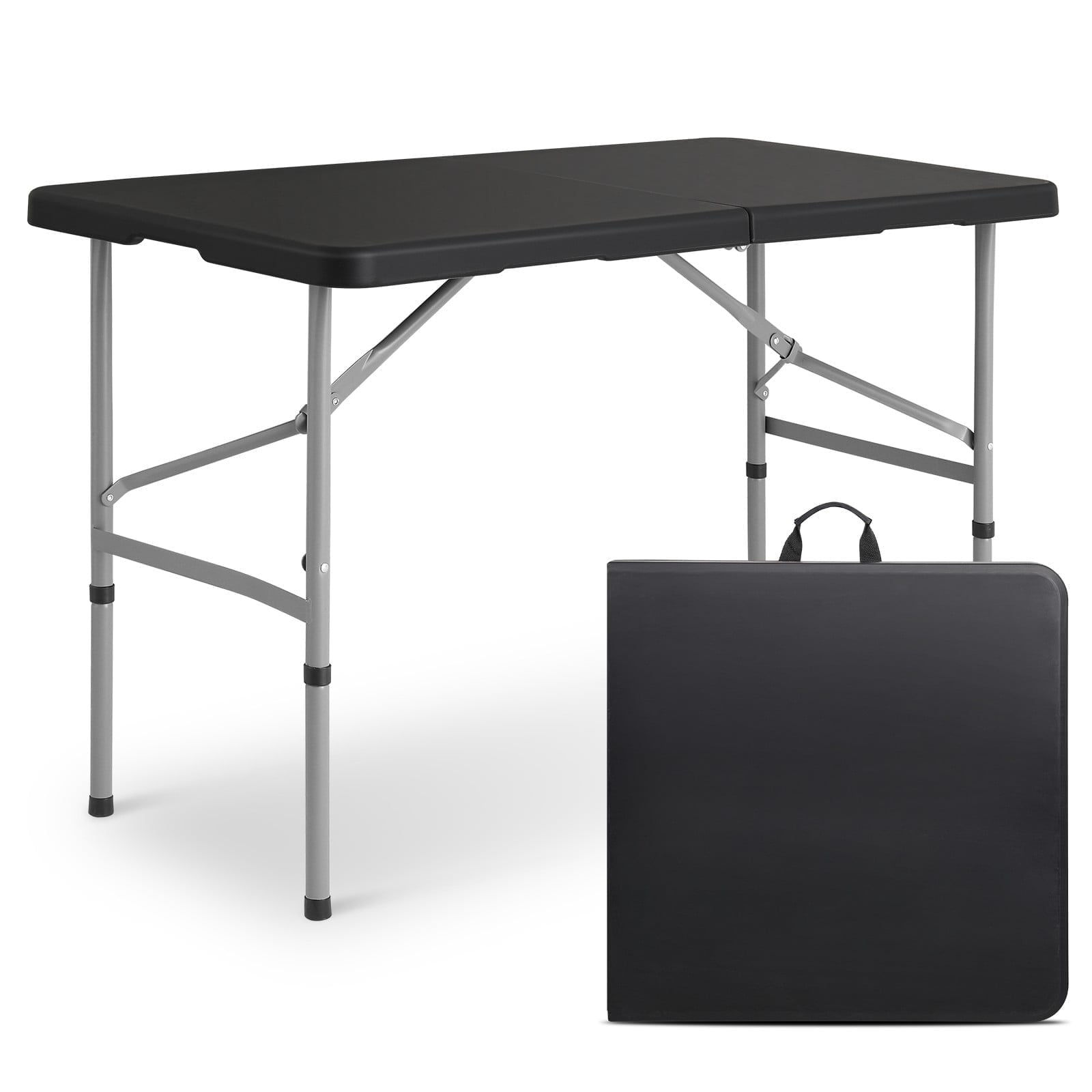 OSM 4ft Plastic Folding Table with Handle for Indoor Outdoor, 4 Foot ...