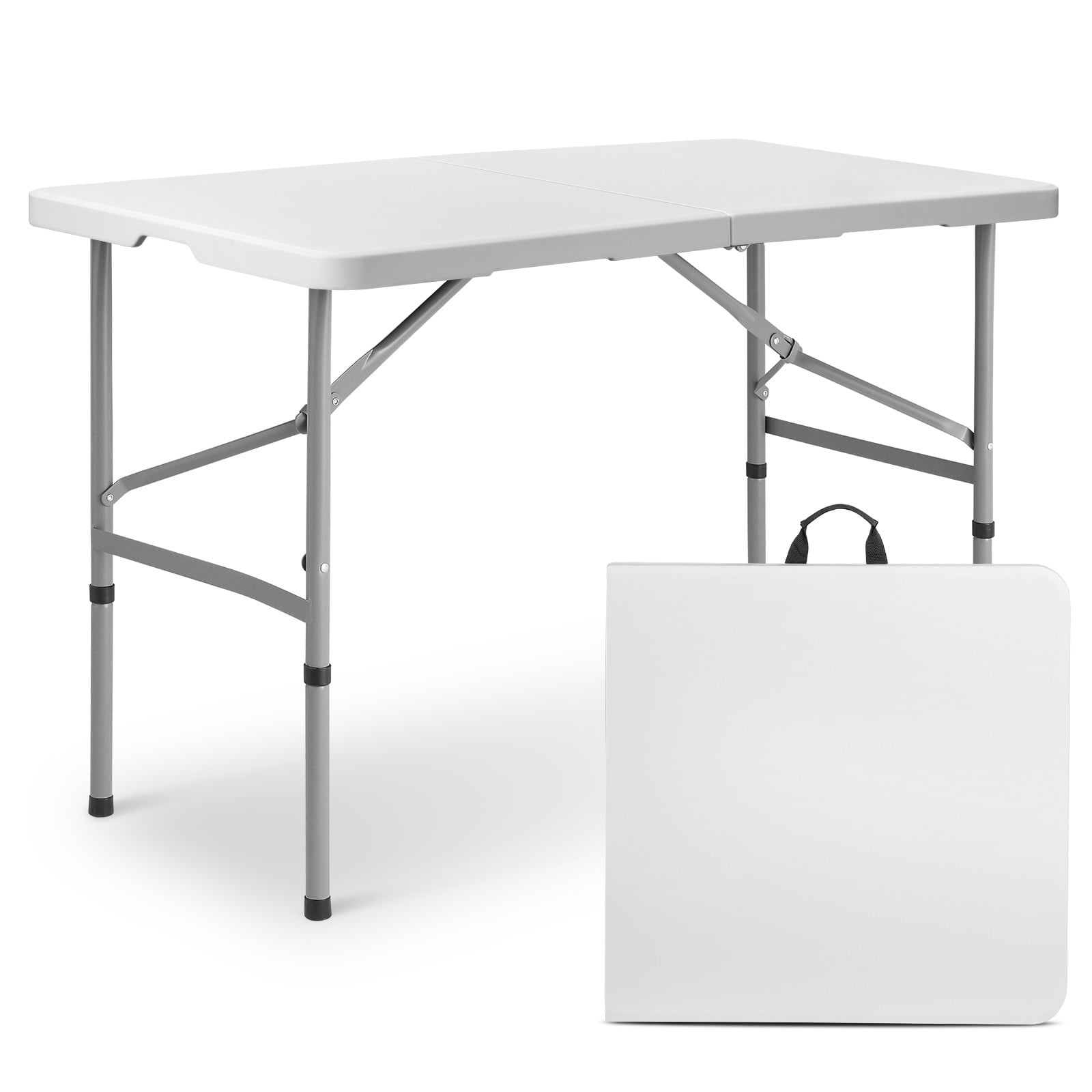 OSM 4ft Plastic Folding Table with Handle for Indoor Outdoor, 4 Foot ...
