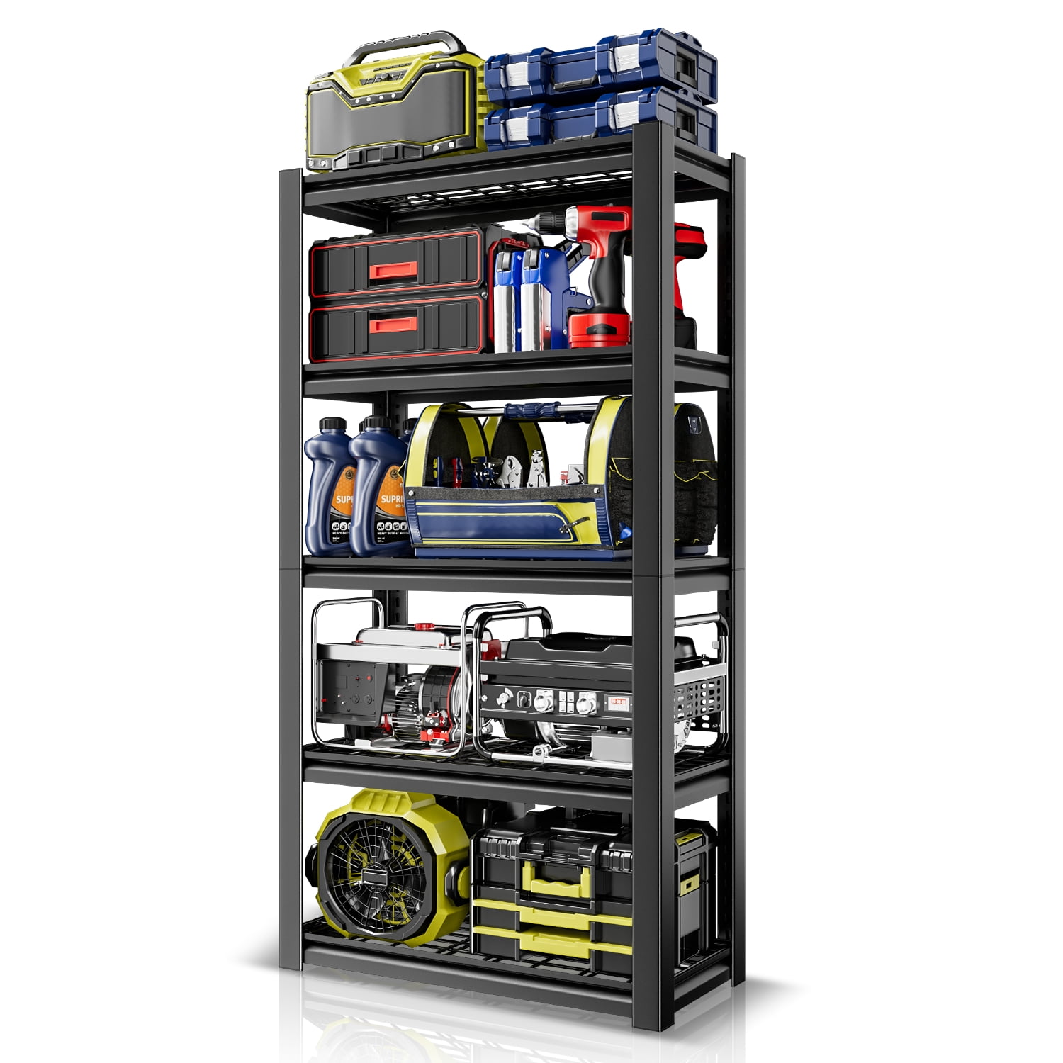 OSM Heavy Duty 5-Tier Storage Shelves, 3000LB Capacity Metal Shelving ...