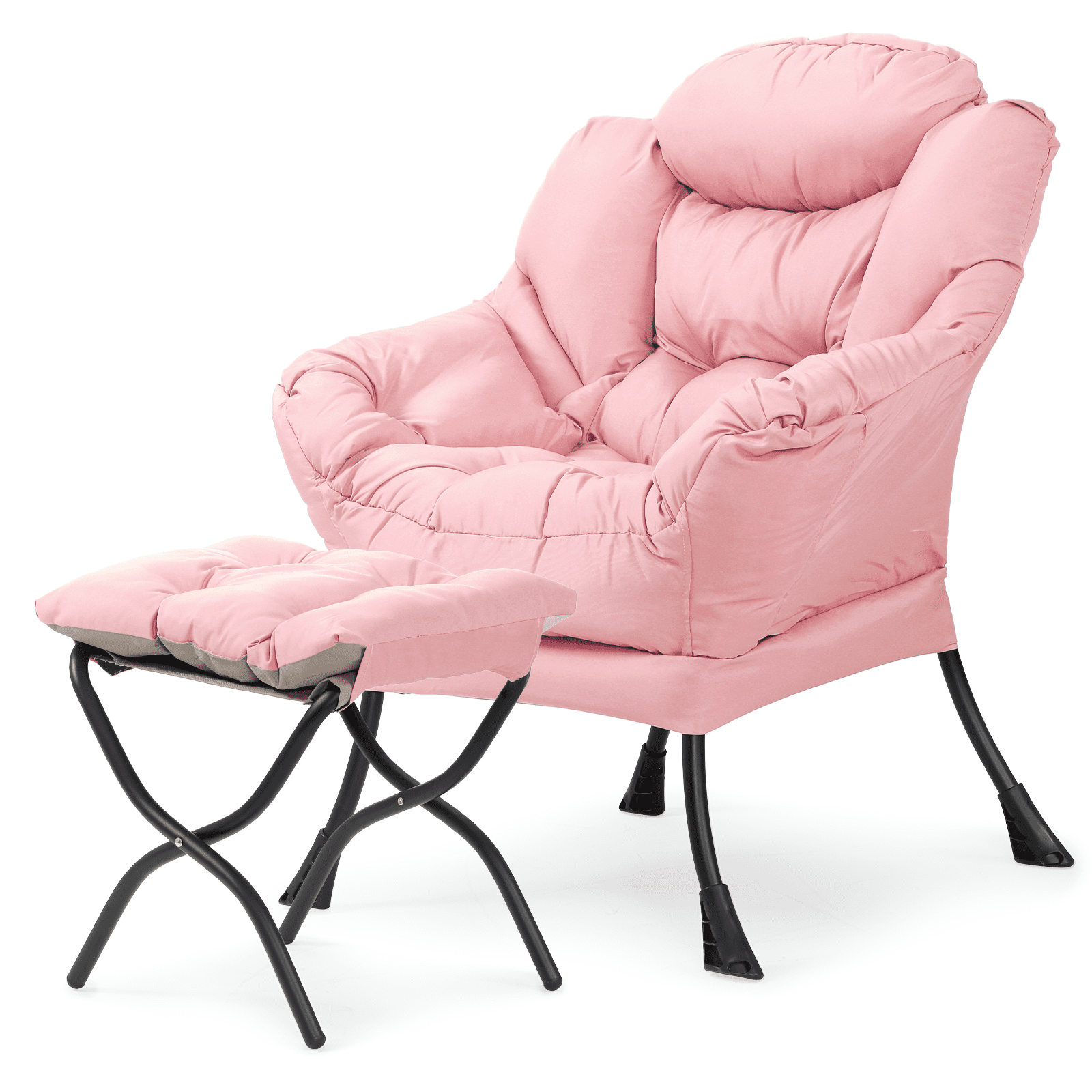OSM Lazy Chair with Ottoman Set, Modern Upholstered Lounge Accent Chair ...
