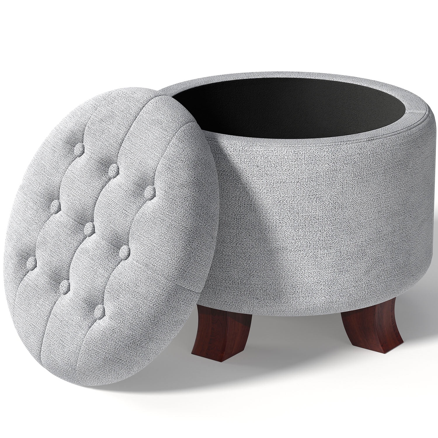 OSM Ottoman,Round Foot Rest Stool, Upholstered Small Ottoman Chair with ...