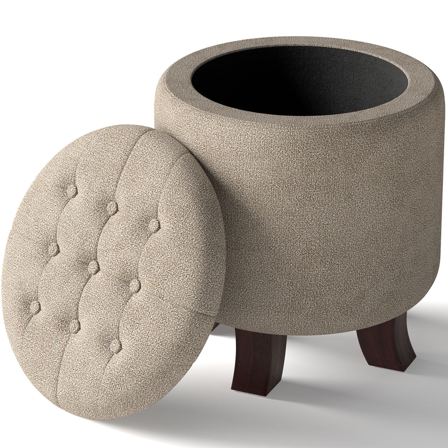 OSM Ottoman,Round Foot Rest Stool, Upholstered Small Ottoman Chair with ...