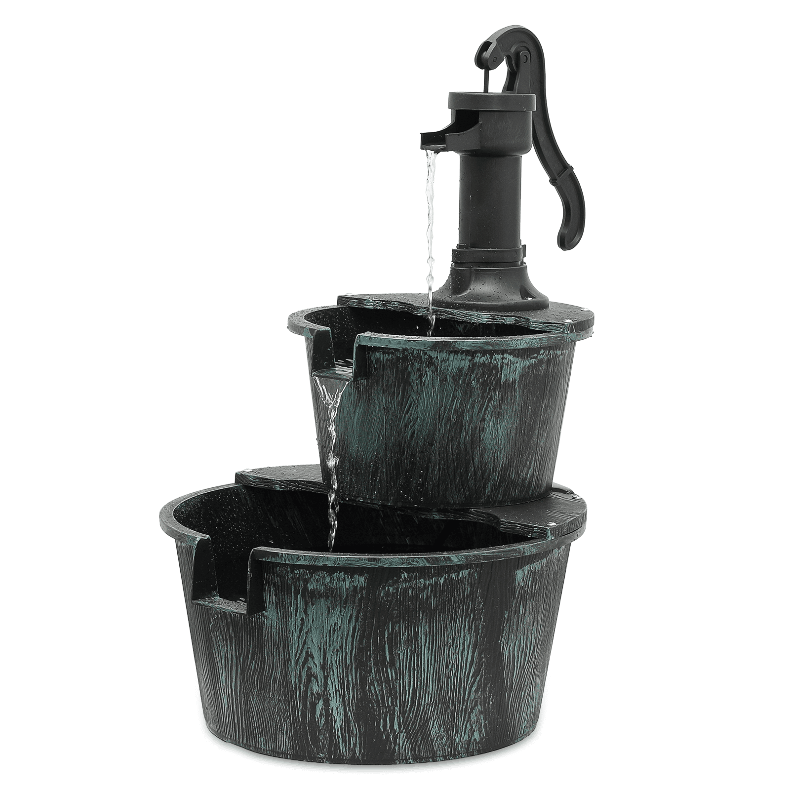 OSM Outdoor Water Fountain, 27" Tall 2-Tier Barrel Design with ...