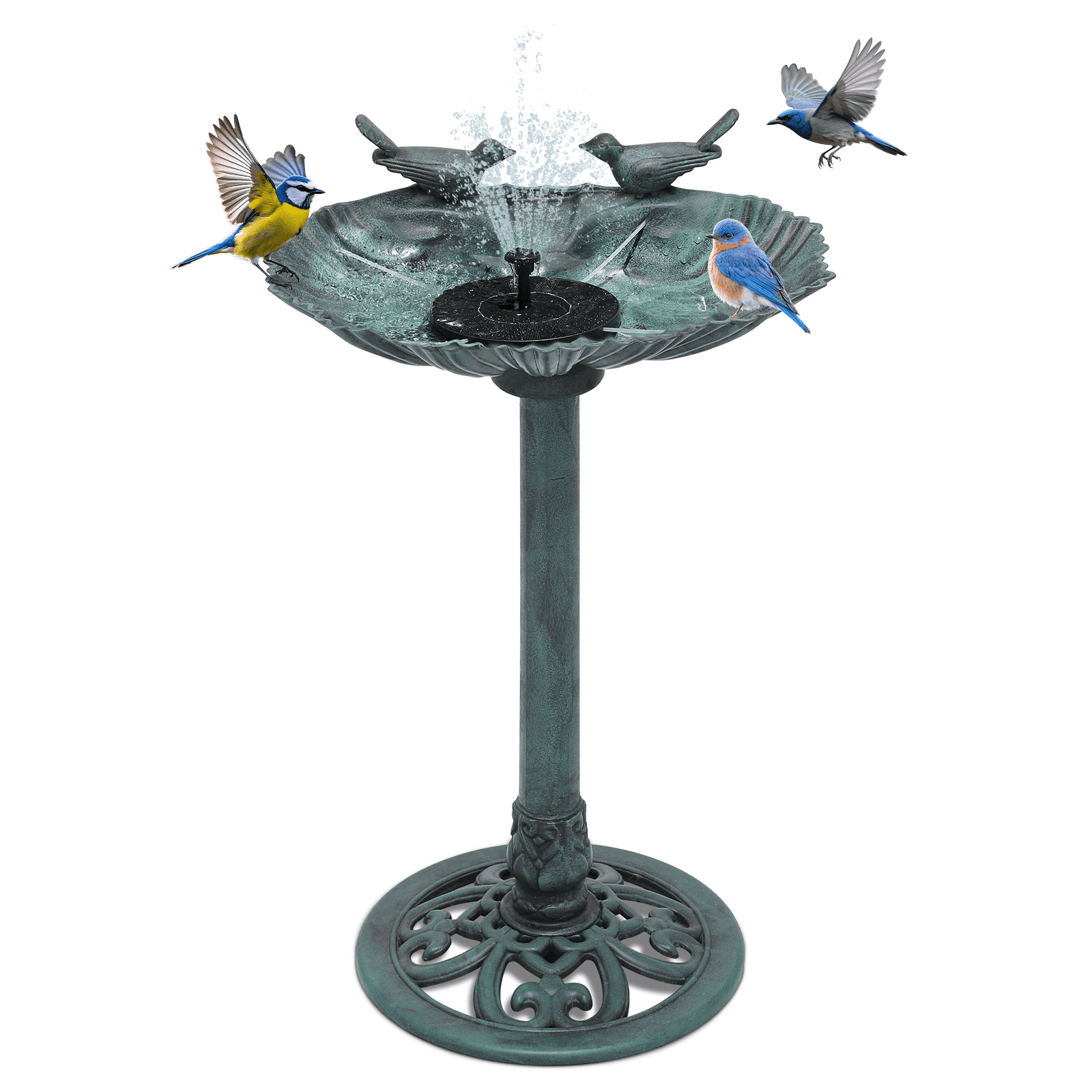 OSM Solar Powered Pedestal Bird Bath and Fountain Combo with Pump for ...