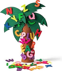 OSNIE 34Pcs Tree and Letter Props Freestanding Coconut Tree Toy Felt ...