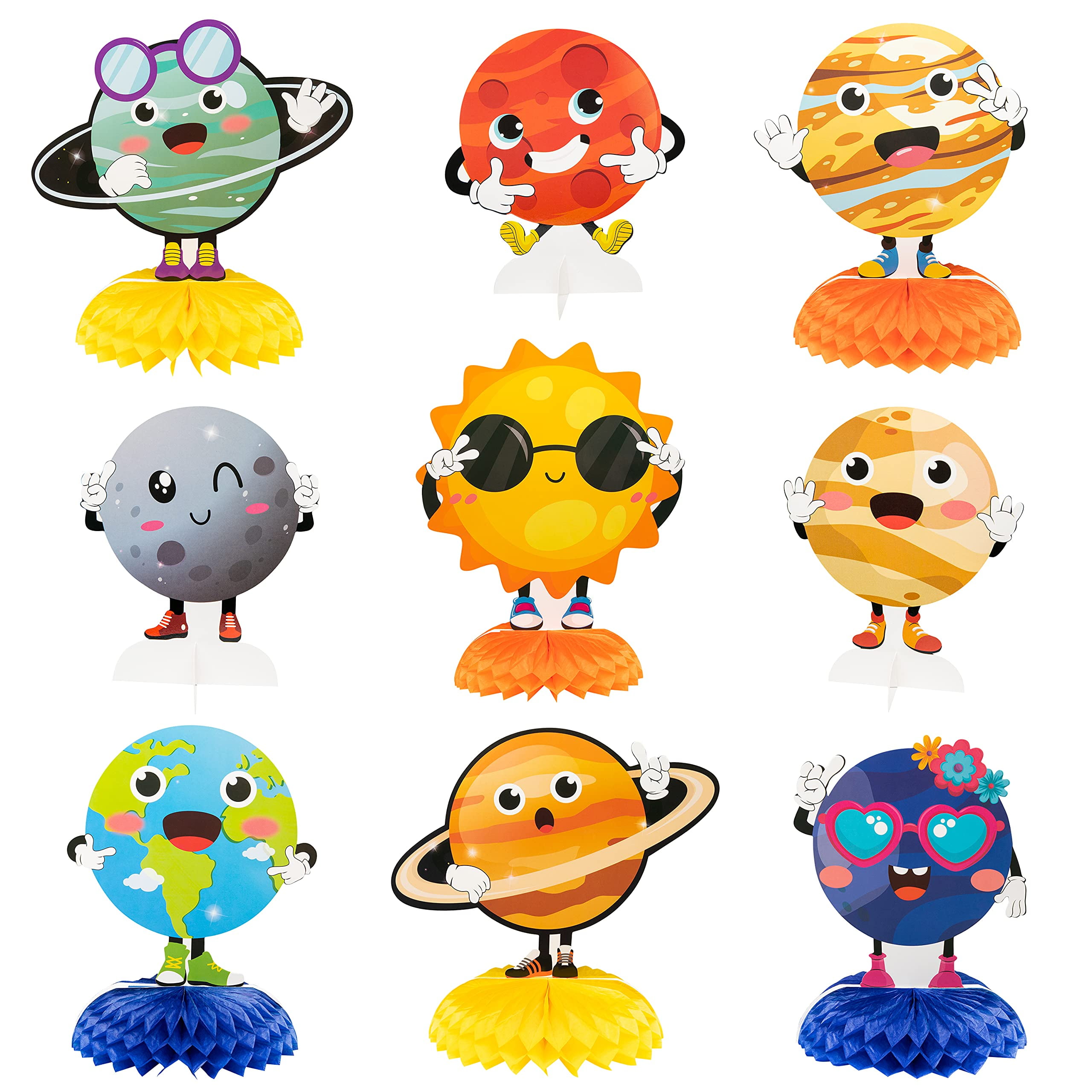 OSNIE 9Pcs Solar System MMF7 Theme Honeycomb Centerpieces Table Outer ...