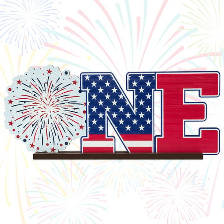 Independence Day Little Firecracker One Letter Sign Wooden Table ...