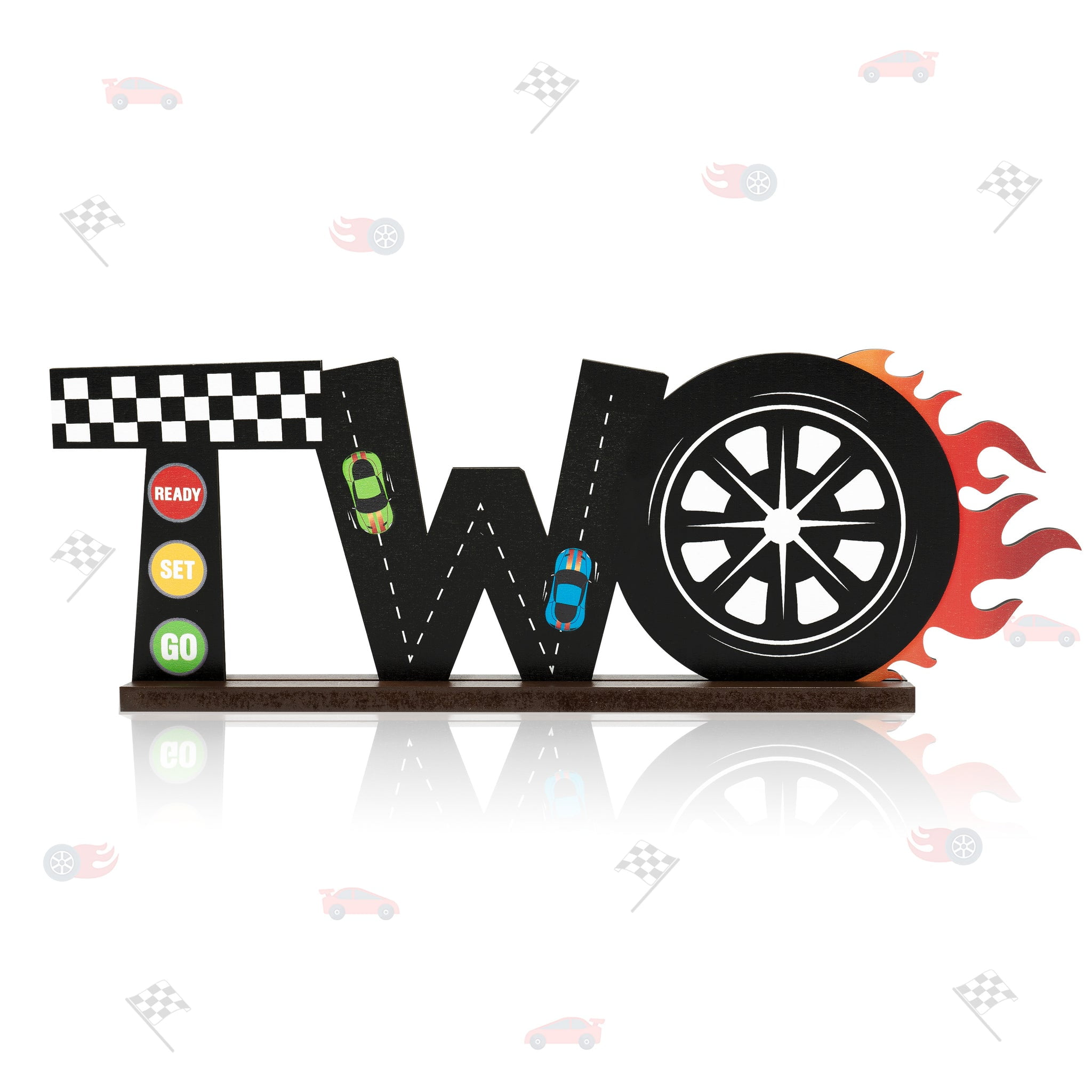 OSNIE Race Car Two Letter Sign Wooden Table Centerpiece Lets Go Racing ...