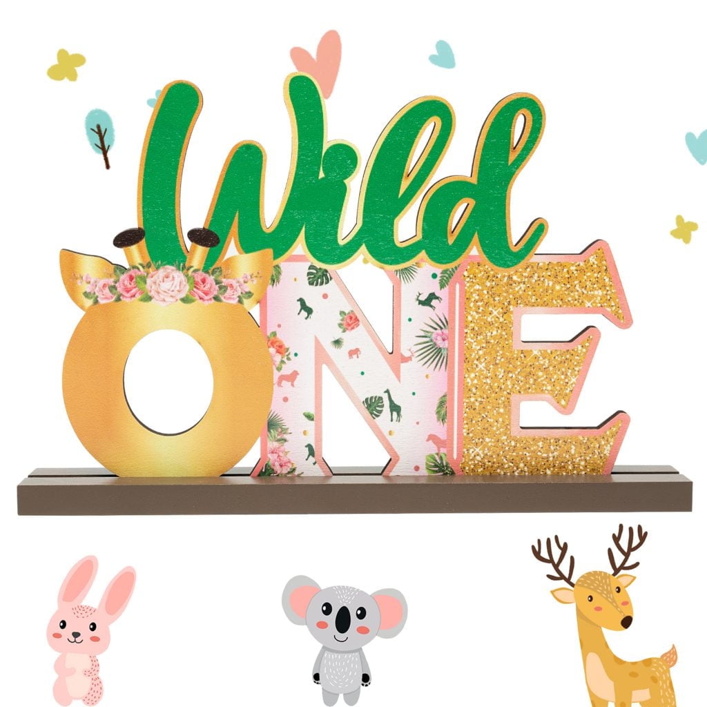 OSNIE Wild One Letter Sign Wooden Table Centerpieces Animal Party ...