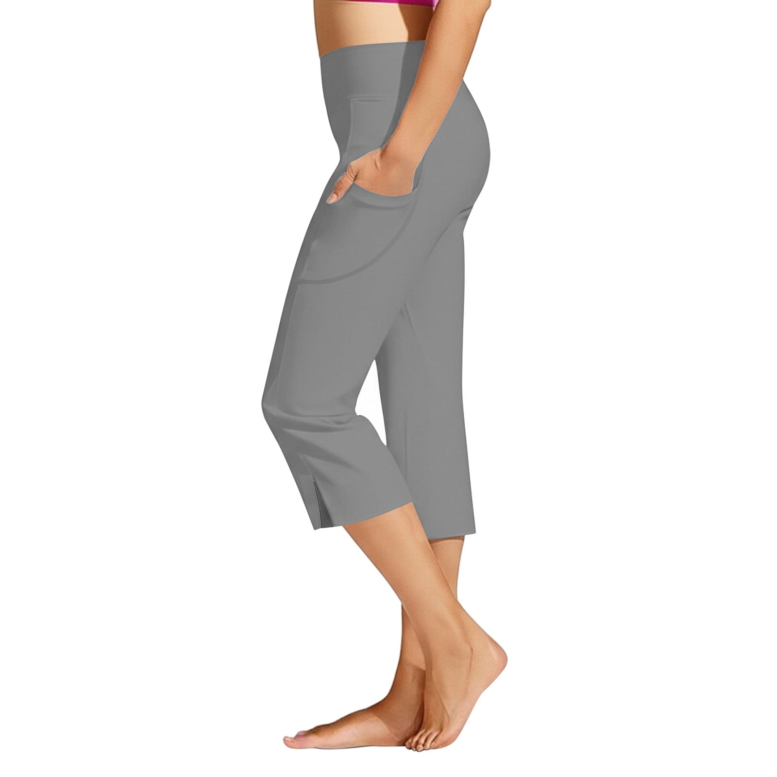OSOLU Capri Pants For Women High Waist Workout Yoga Pants With Pockets ...