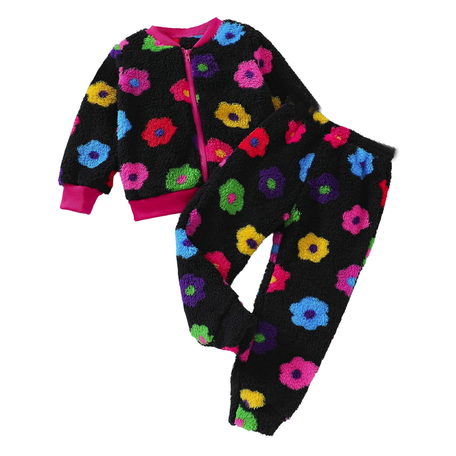 OSOLU Children Girls Clothing Sets Floral Print Stand Collar Long ...