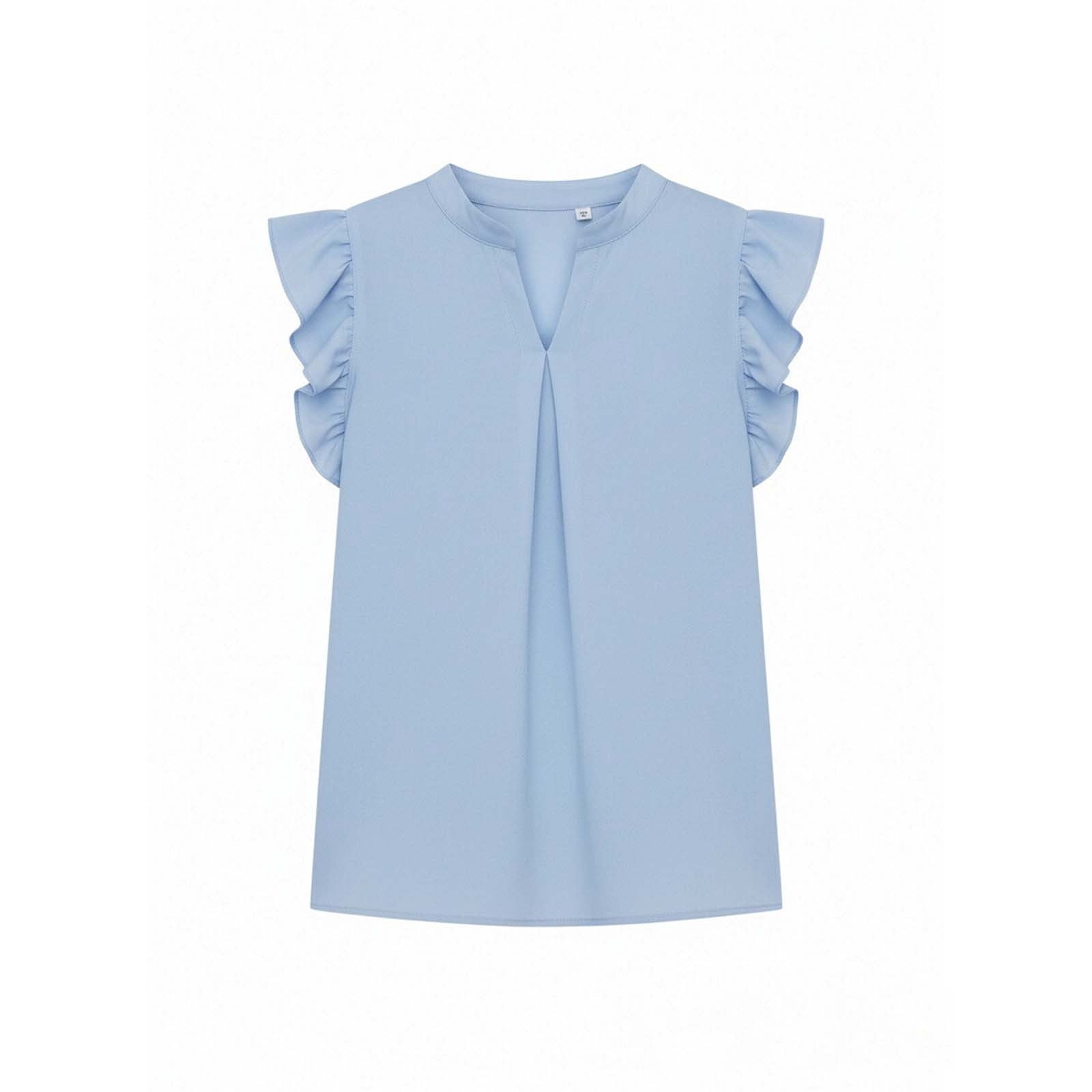 OSOLU Children Girls T-Shirts Summer Sleeveless Ruffled Solid Color ...