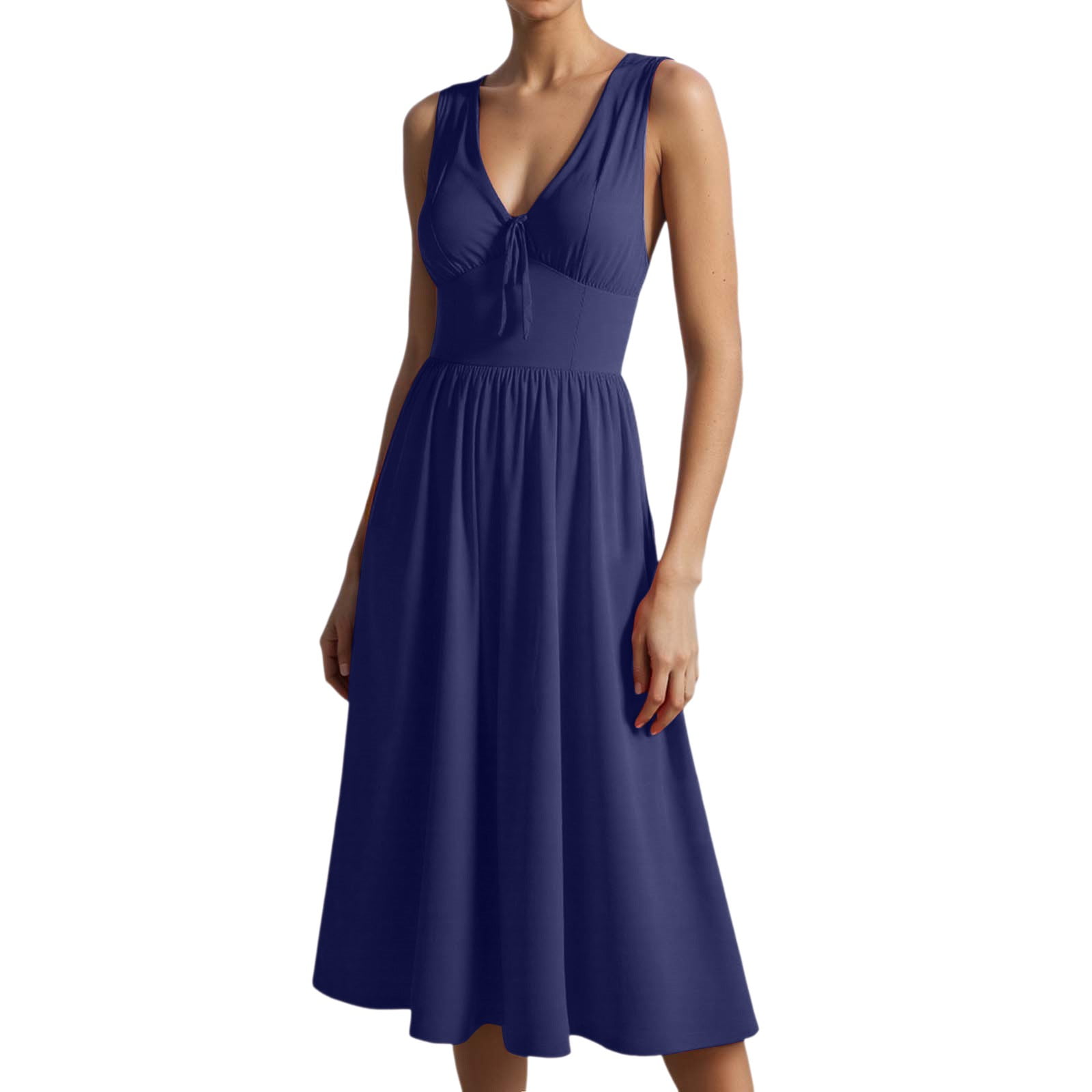 OSOLU Dresses Solid Color Women Casual Dress Sleeveless Long Maxi Dress ...
