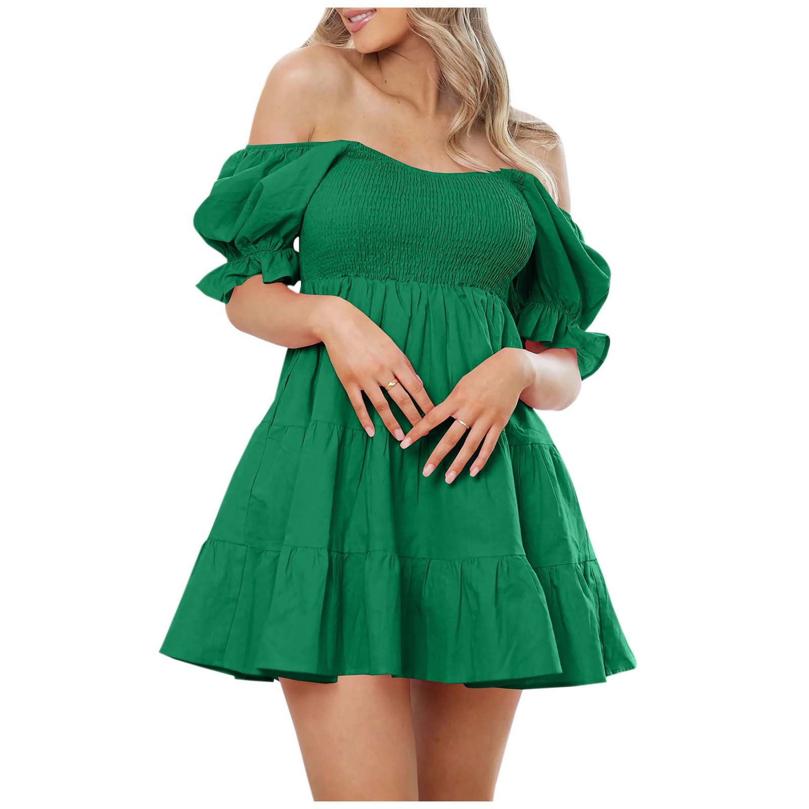 OSOLU Dresses Solid Color Women Flounces Cake Skirt Slim Temperament ...