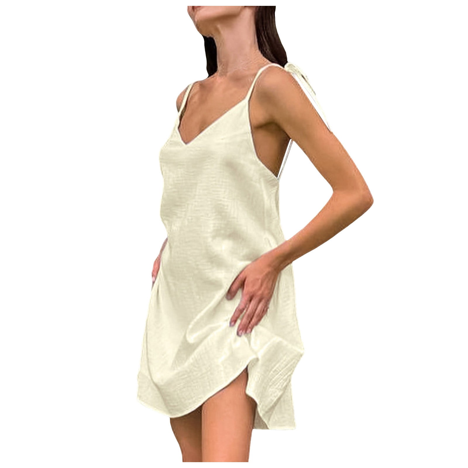 OSOLU Dresses Solid Color Women Sexy Fashion Nightdress Soft Home Dress ...