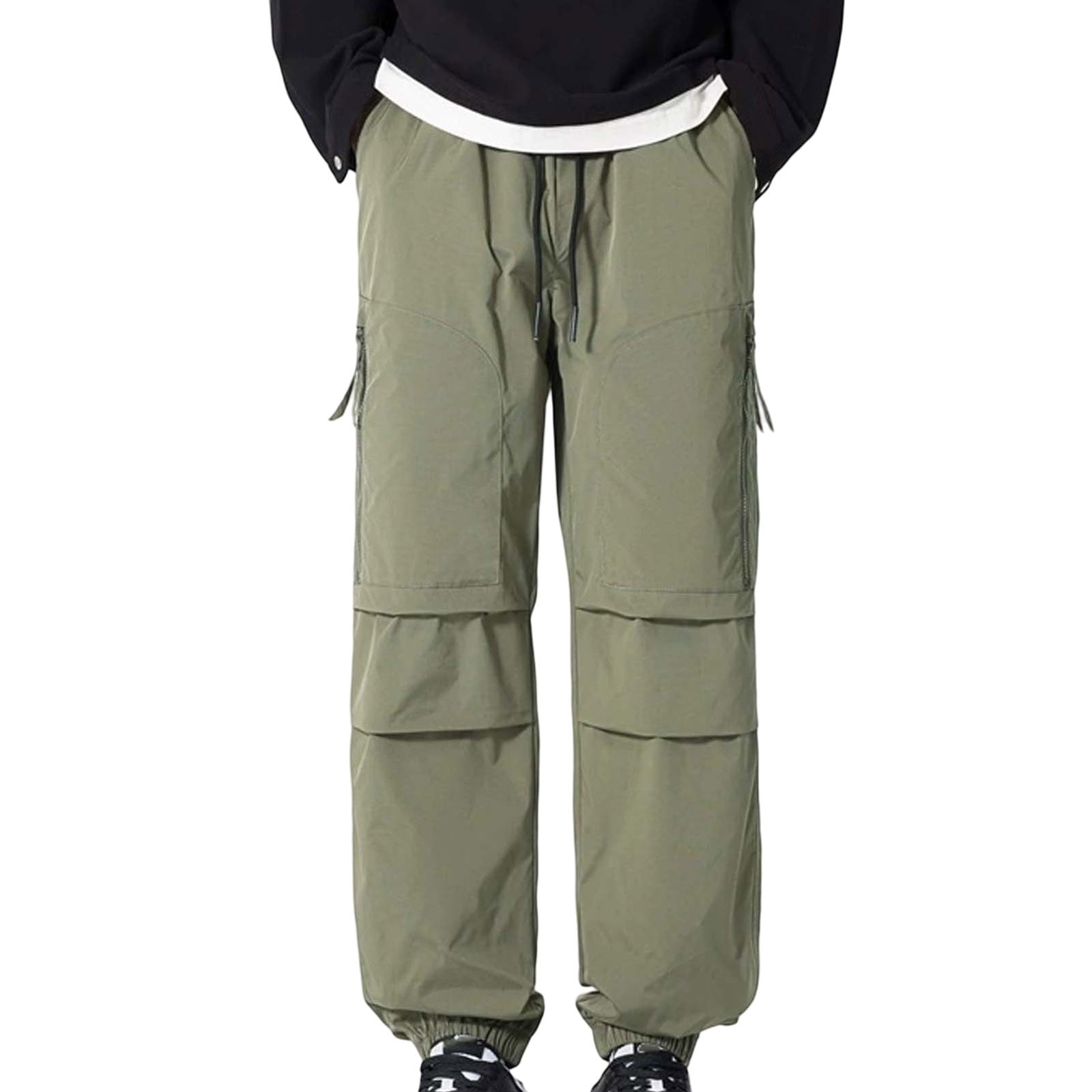 OSOLU Men Solid Color Man High Street Fashion Trend Pleated Design Straight Leather Pants ...