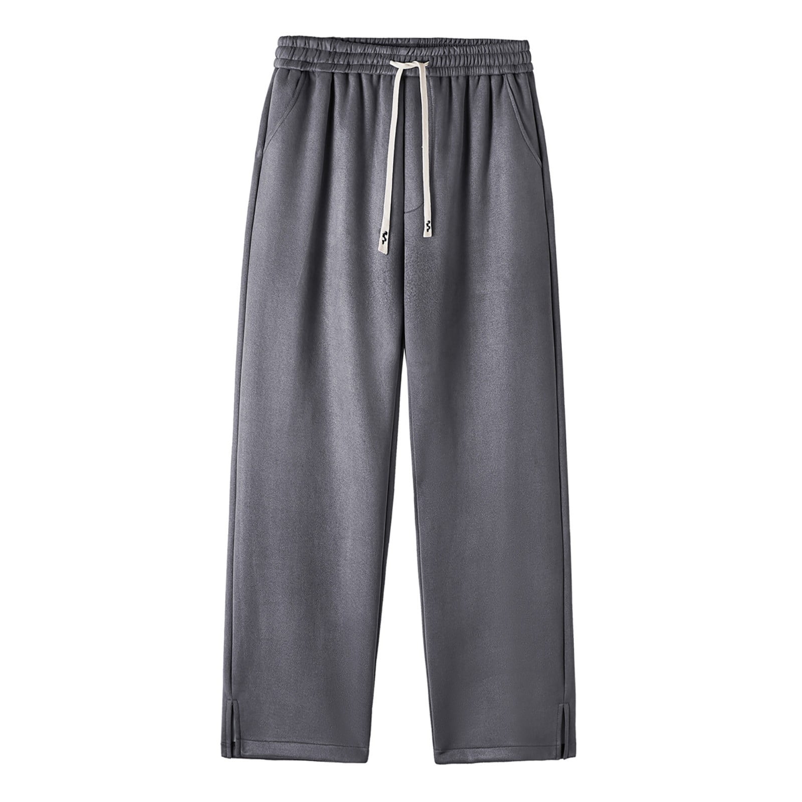 OSOLU Men's Cozy Pants Solid Color Suede Straight Pants Pants Trousers ...