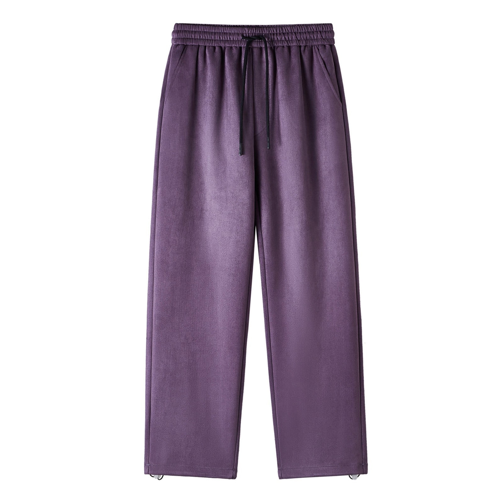 OSOLU Men's Cozy Pants Solid Color Suede Straight Pants Pants Trousers ...