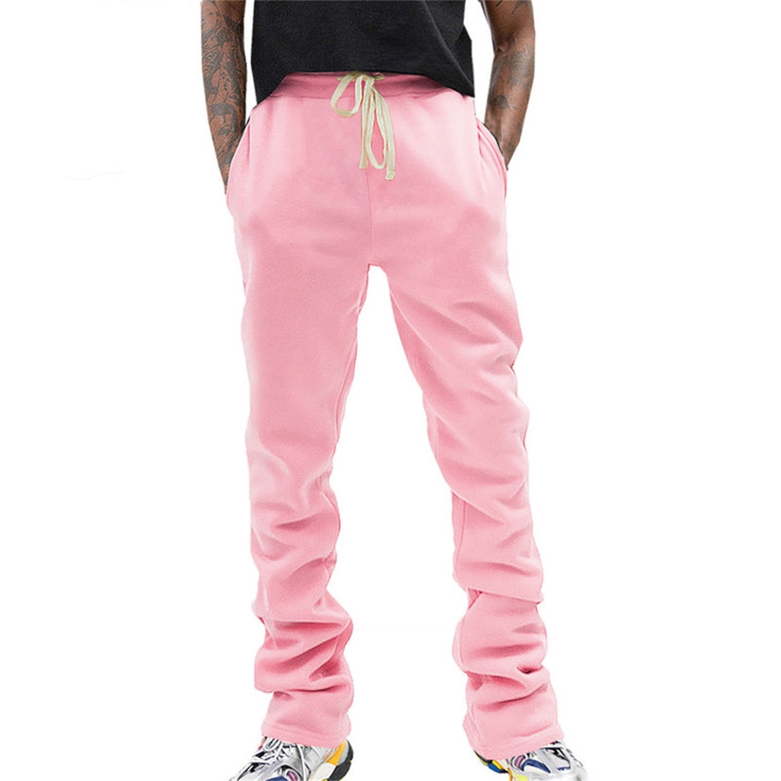 OSOLU Men's Trumpet Micro Pull Rope Long Leg Pants Street Hop Solid ...