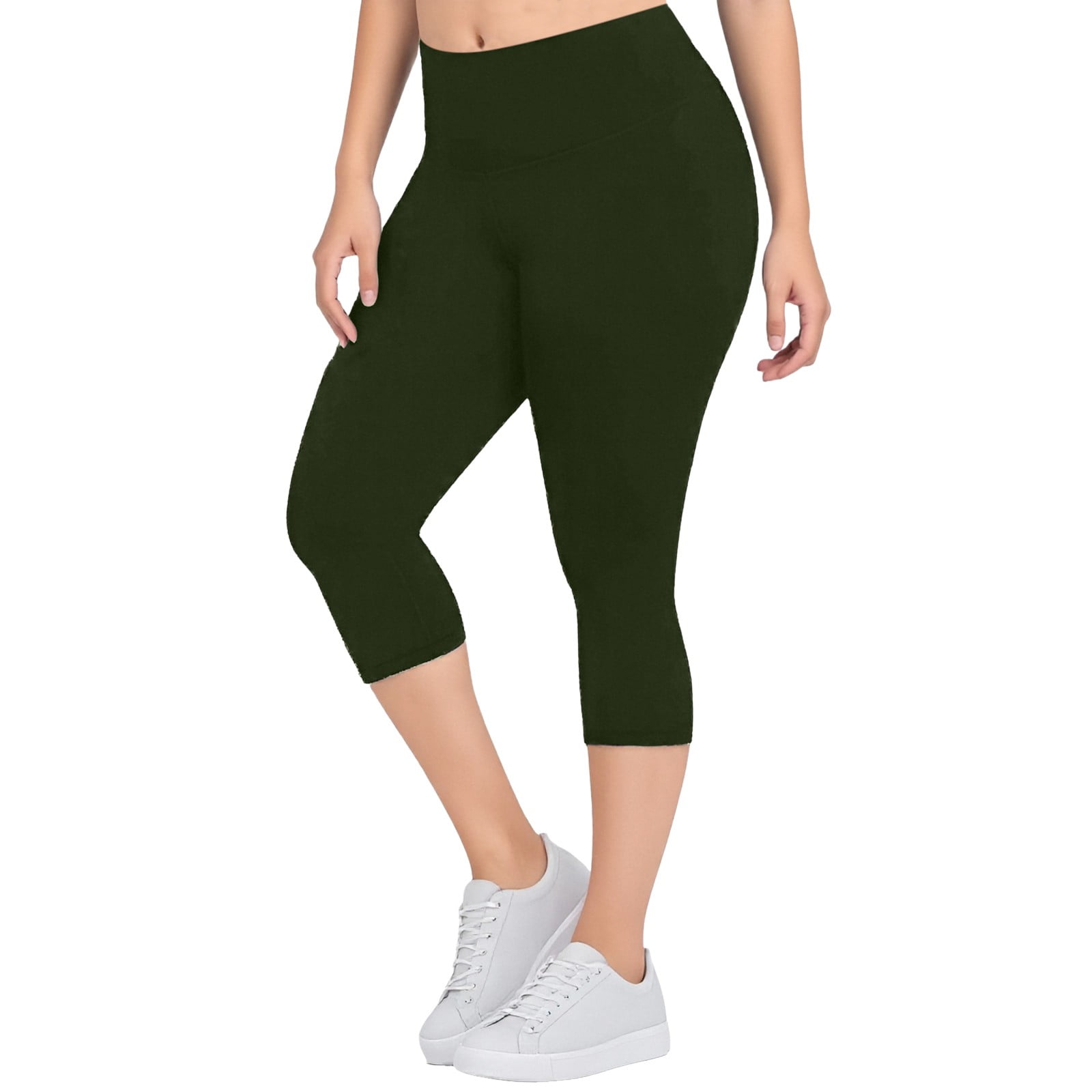 OSOLU Plus Size Leggings For Women Capri Yoga Pants Lifting Shapewear ...