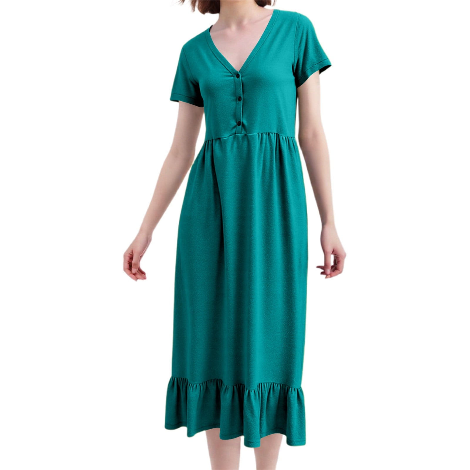 OSOLU Popular Fashion Women Loose New Solid Color Short Sleeve Linen ...