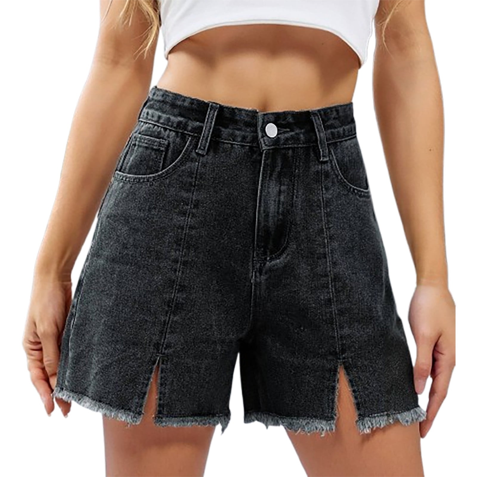 OSOLU Solid Color Jean Shorts For Women High Waisted Casual Denim ...