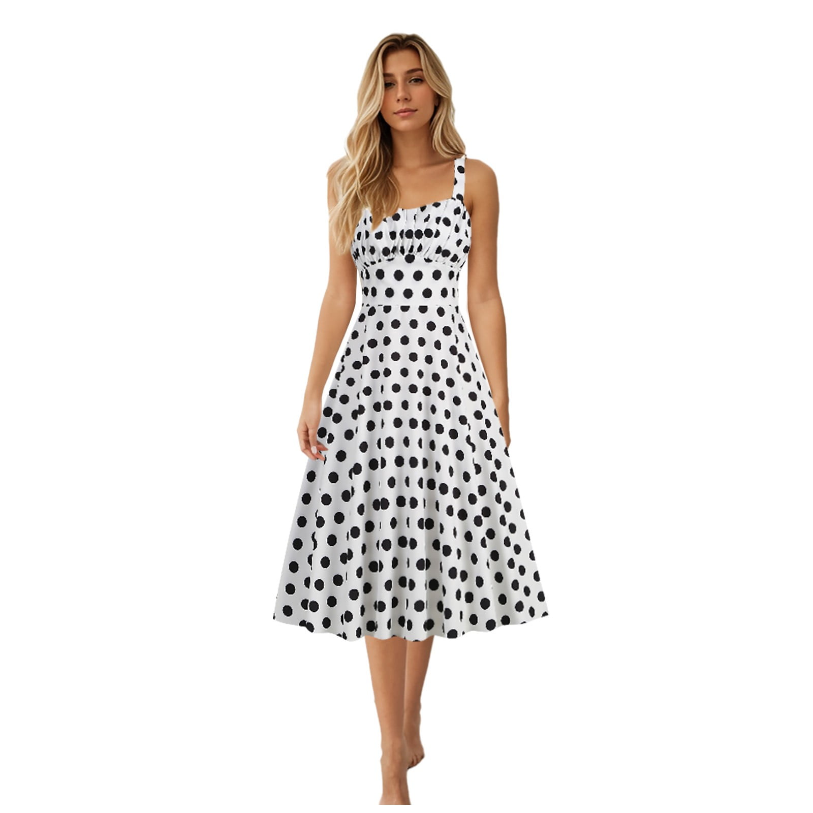 OSOLU Solid Color Ladies Retro Wind Sling Neck Purpose Slim Dress ...