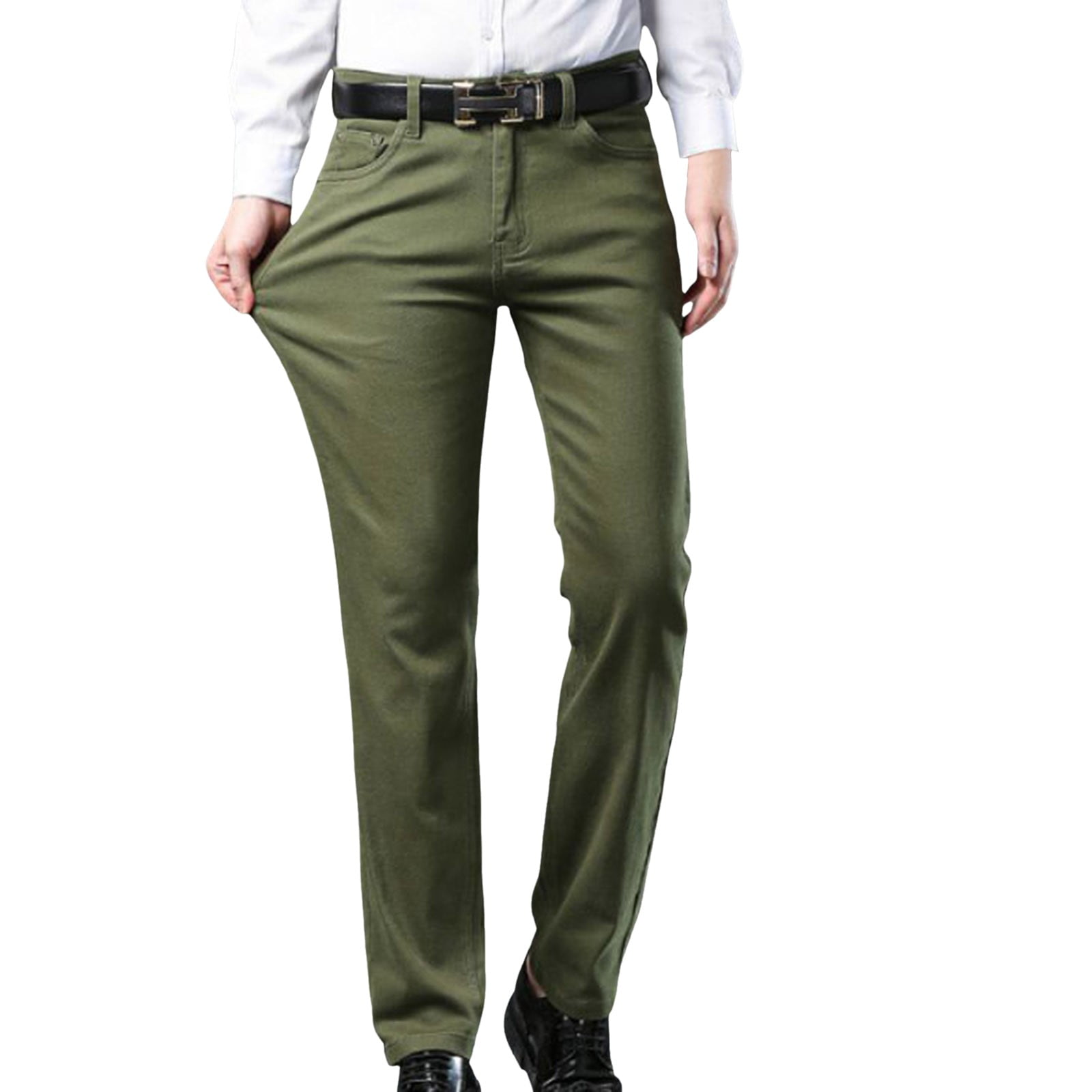 OSOLU Solid Color Men Jeans Regular Fit Comfort Stretch Knit Denim ...