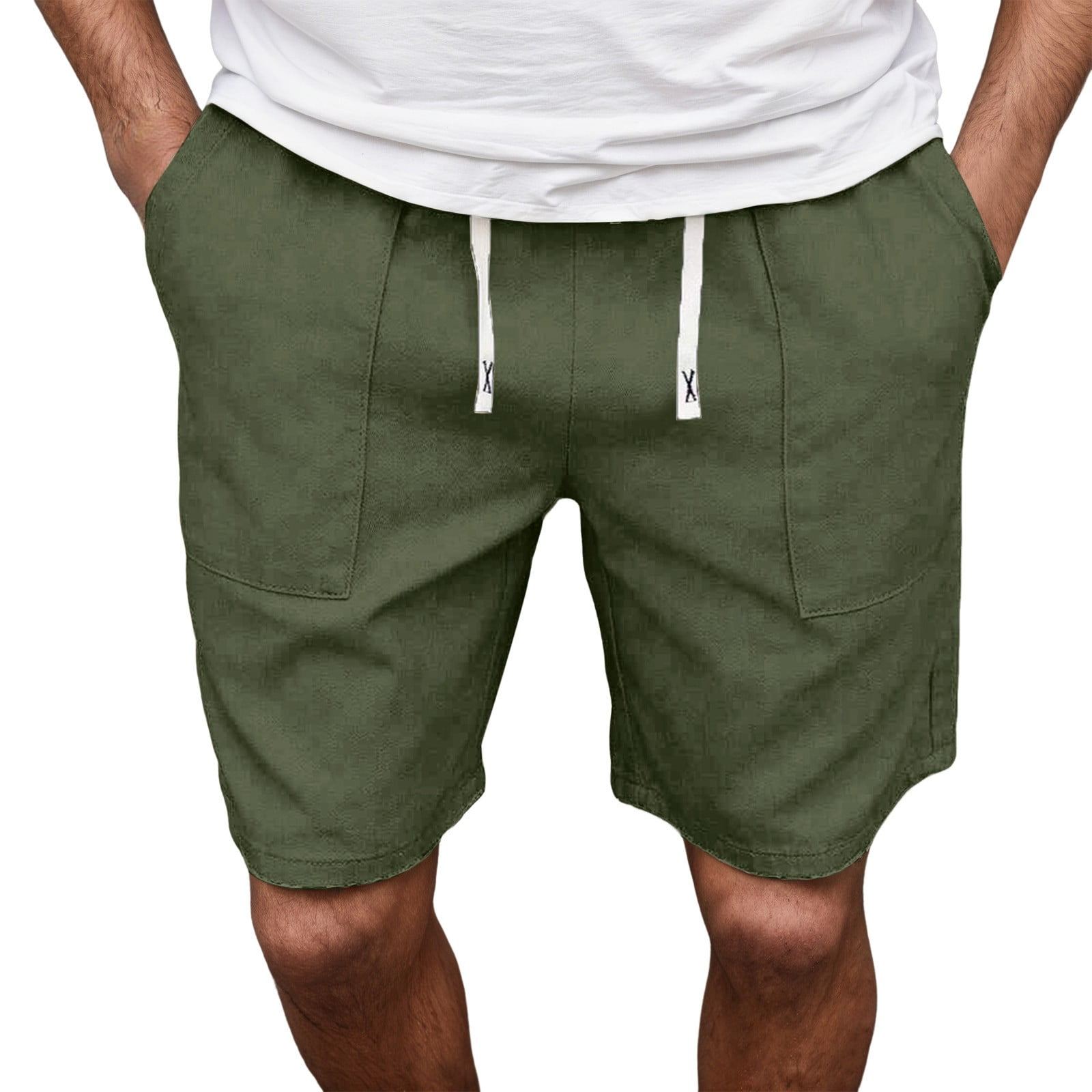 OSOLU Solid Color Men's Cozy Shorts For Everyday Wear Straight Leg ...