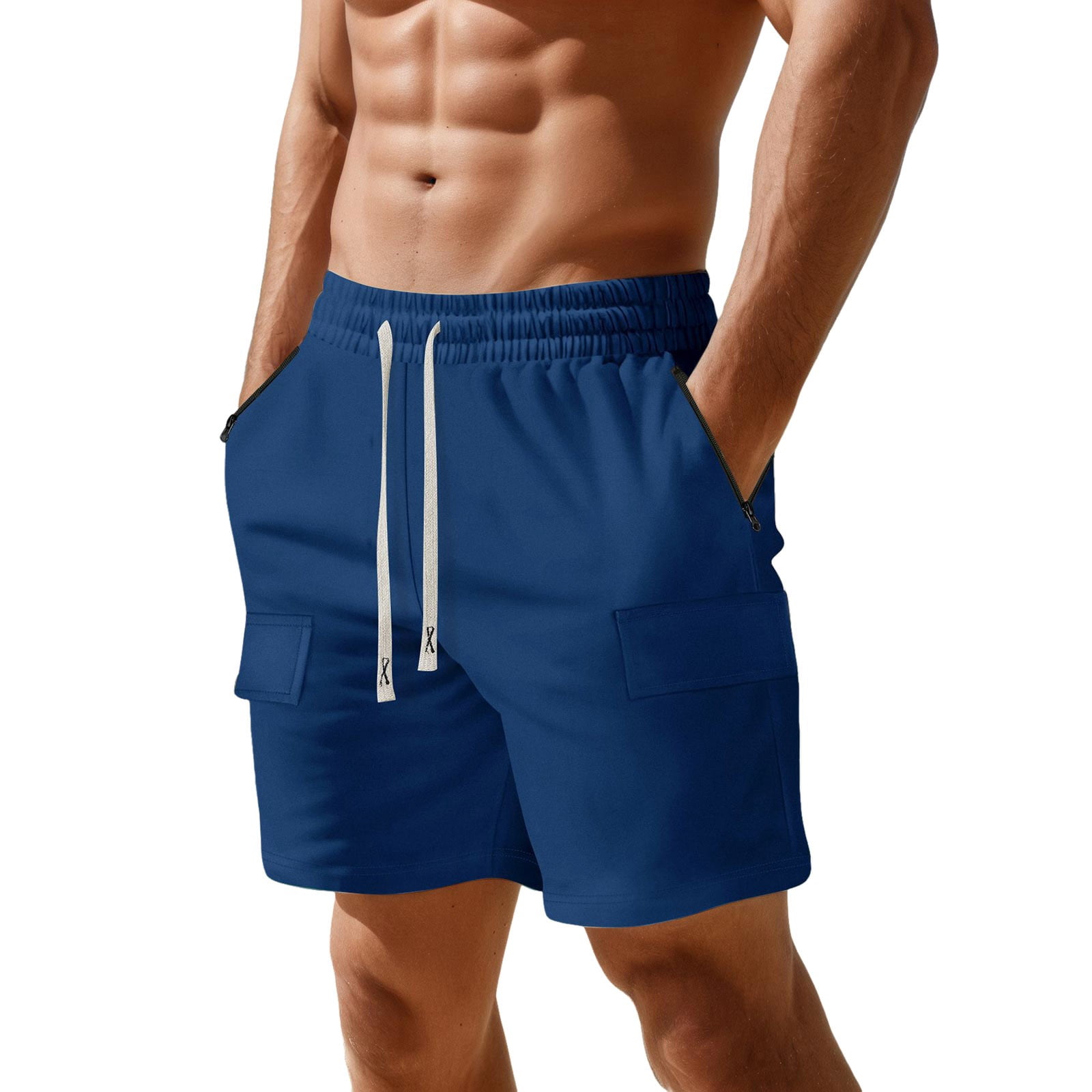 OSOLU Solid Color Men's Cozy Shorts Slim Fit With Zipper Detail ...