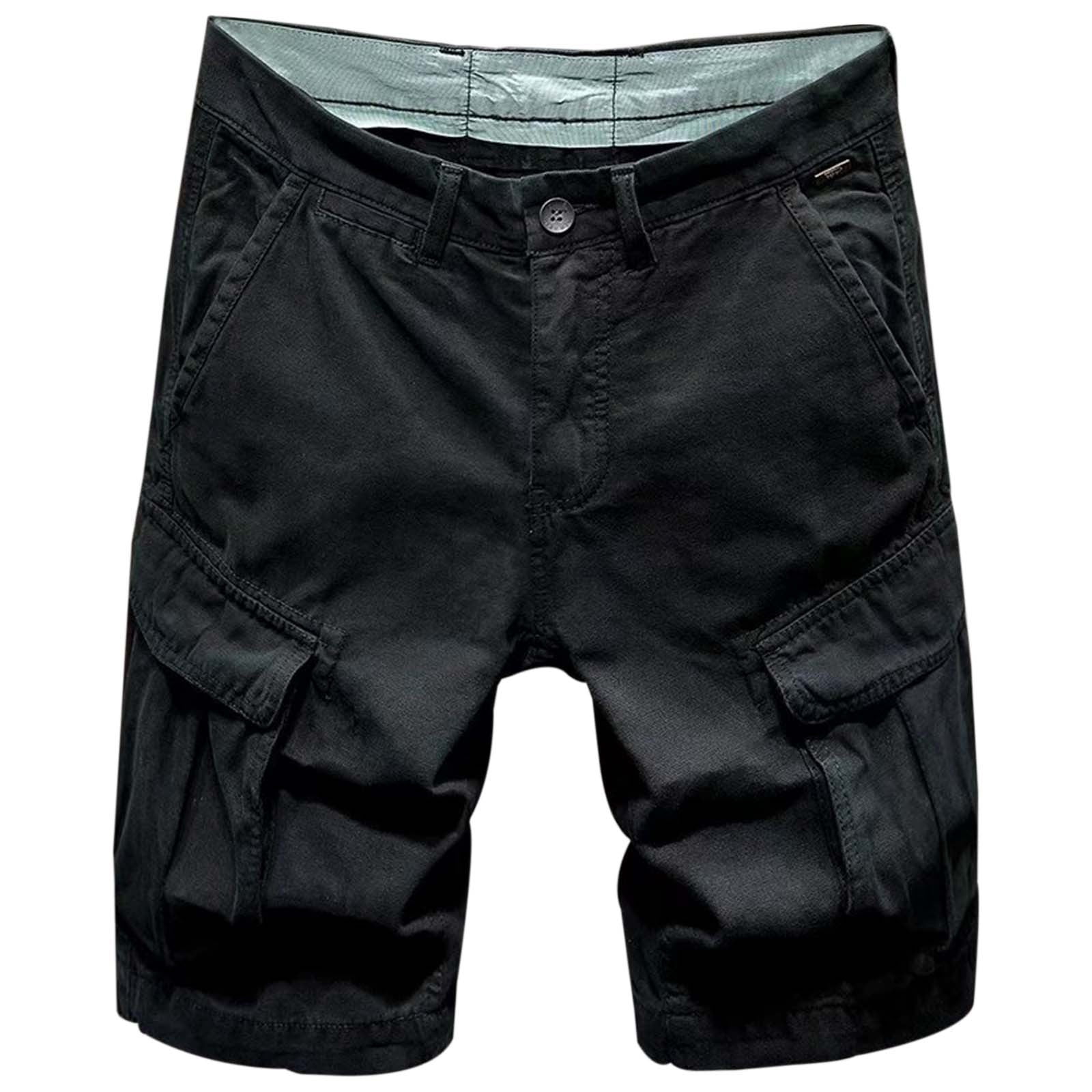 OSOLU Solid Color Men's Functional Overalls Vintage Old Knee Length ...