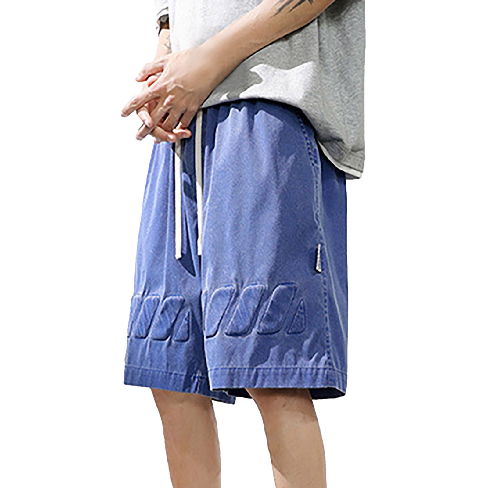 OSOLU Solid Color Men's Summer New Casual Shorts Knee Length Loose Fit ...