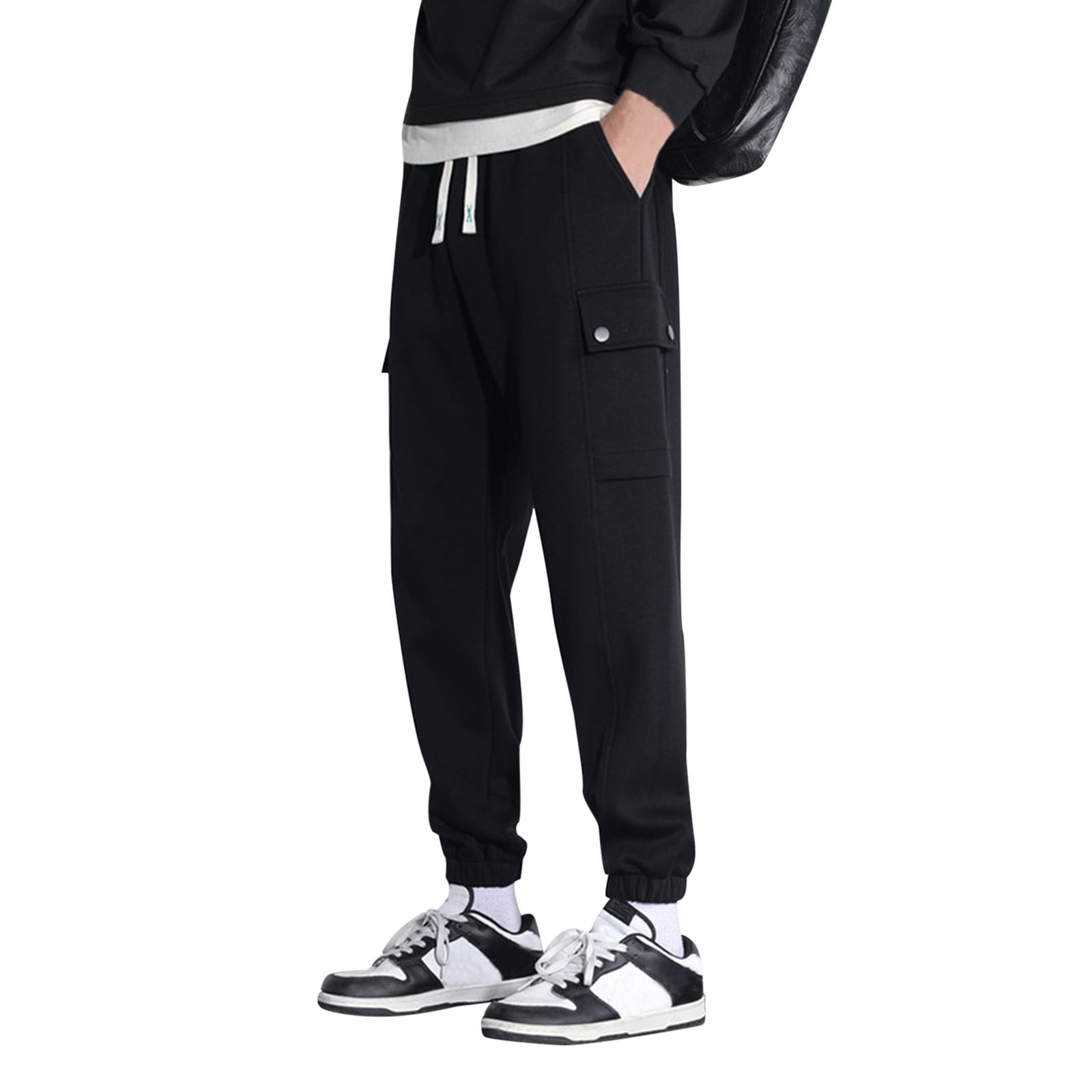 OSOLU Solid Color Men's Sweatpants Lace Up Slacks Men's Sweatpants ...