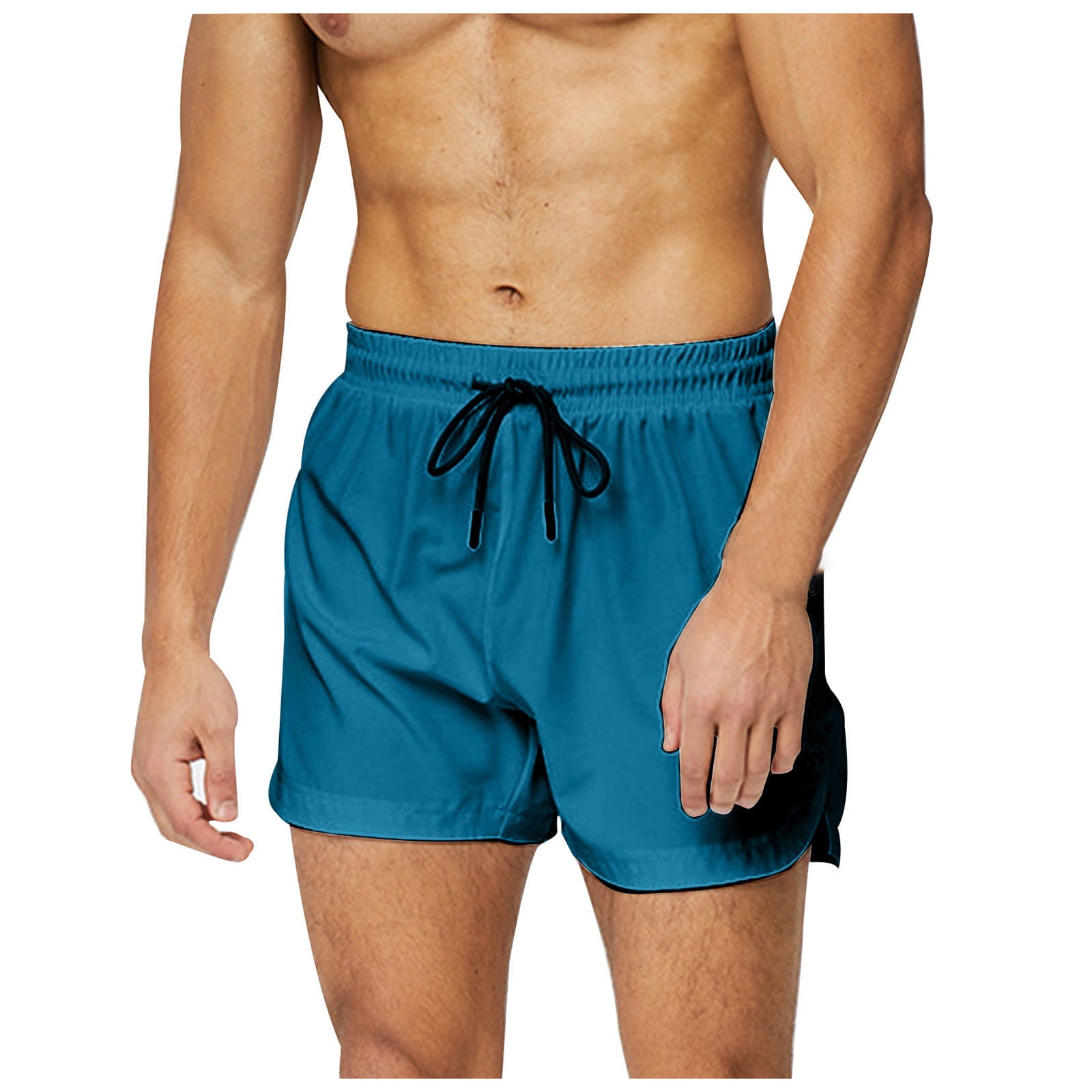 OSOLU Solid Color Mens Running Gym Exercise Shorts With Pockets Everyday Comfort Versatile ...
