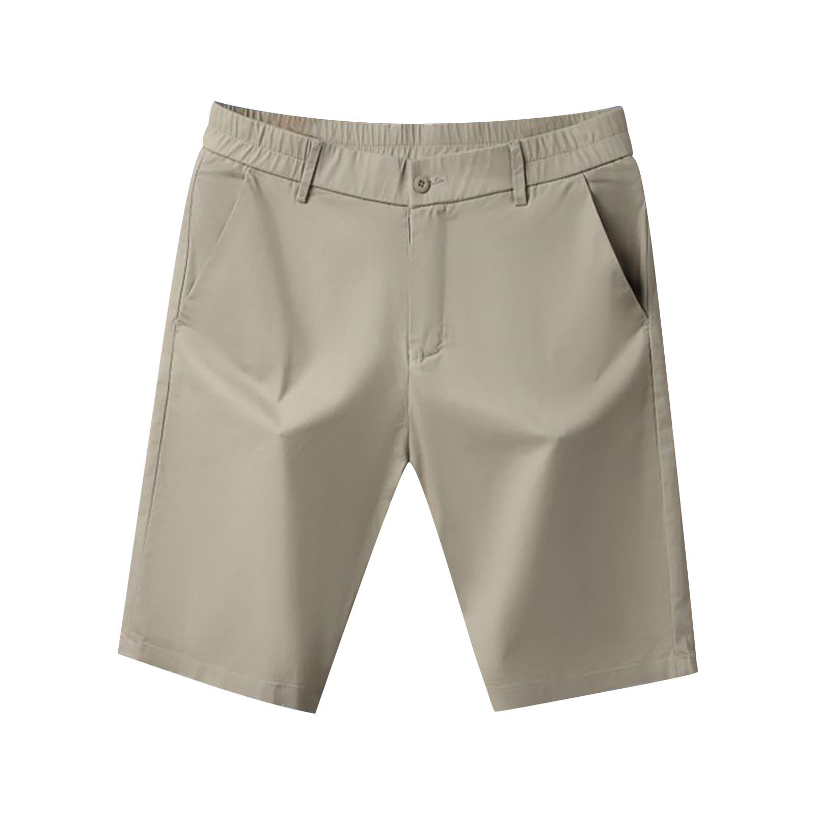 OSOLU Solid Color Pure Cotton Casual Shorts For Men'S Summer Knee ...
